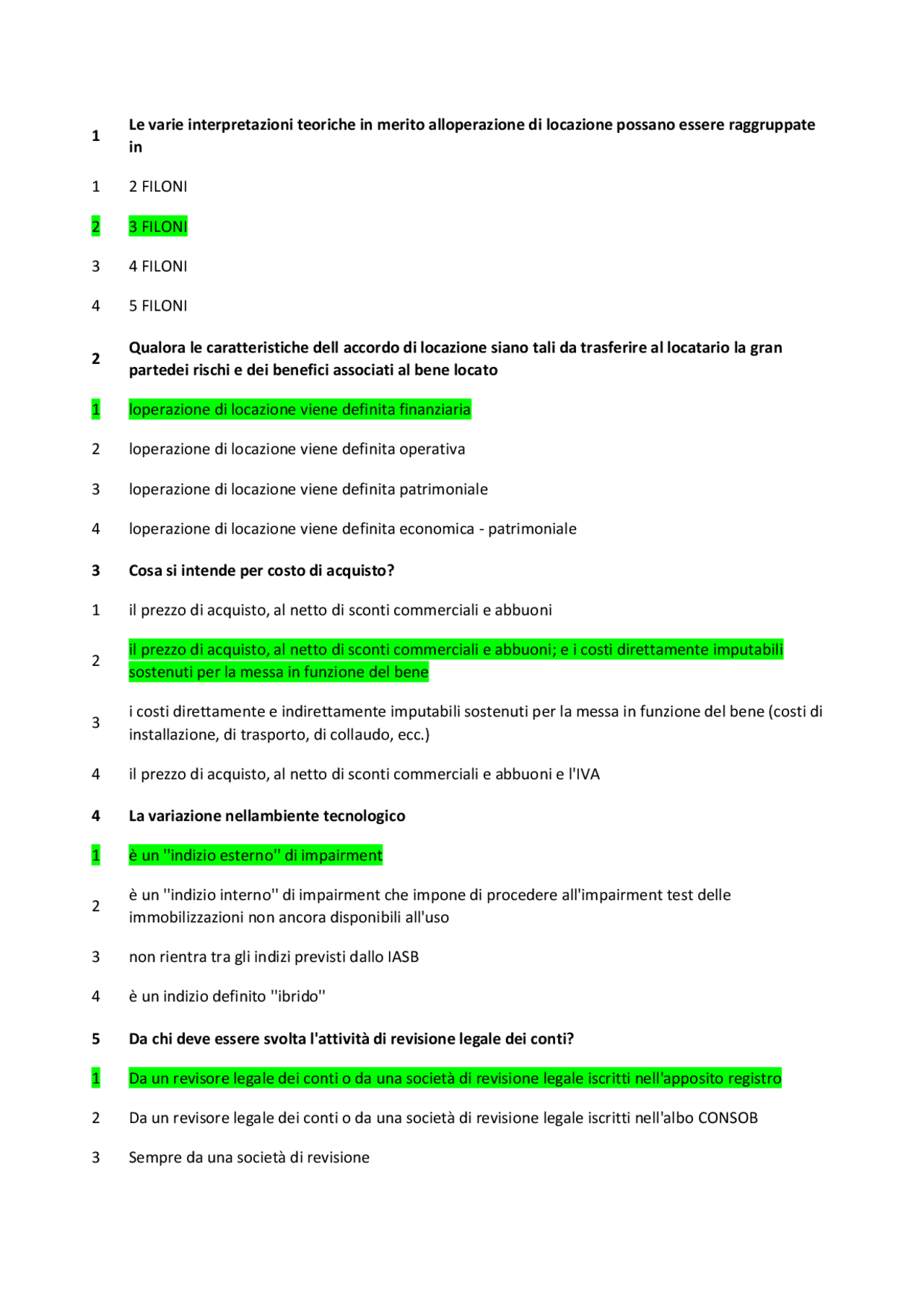 Test Ragioneria Generale Ed Applicata Pegaso Docsity