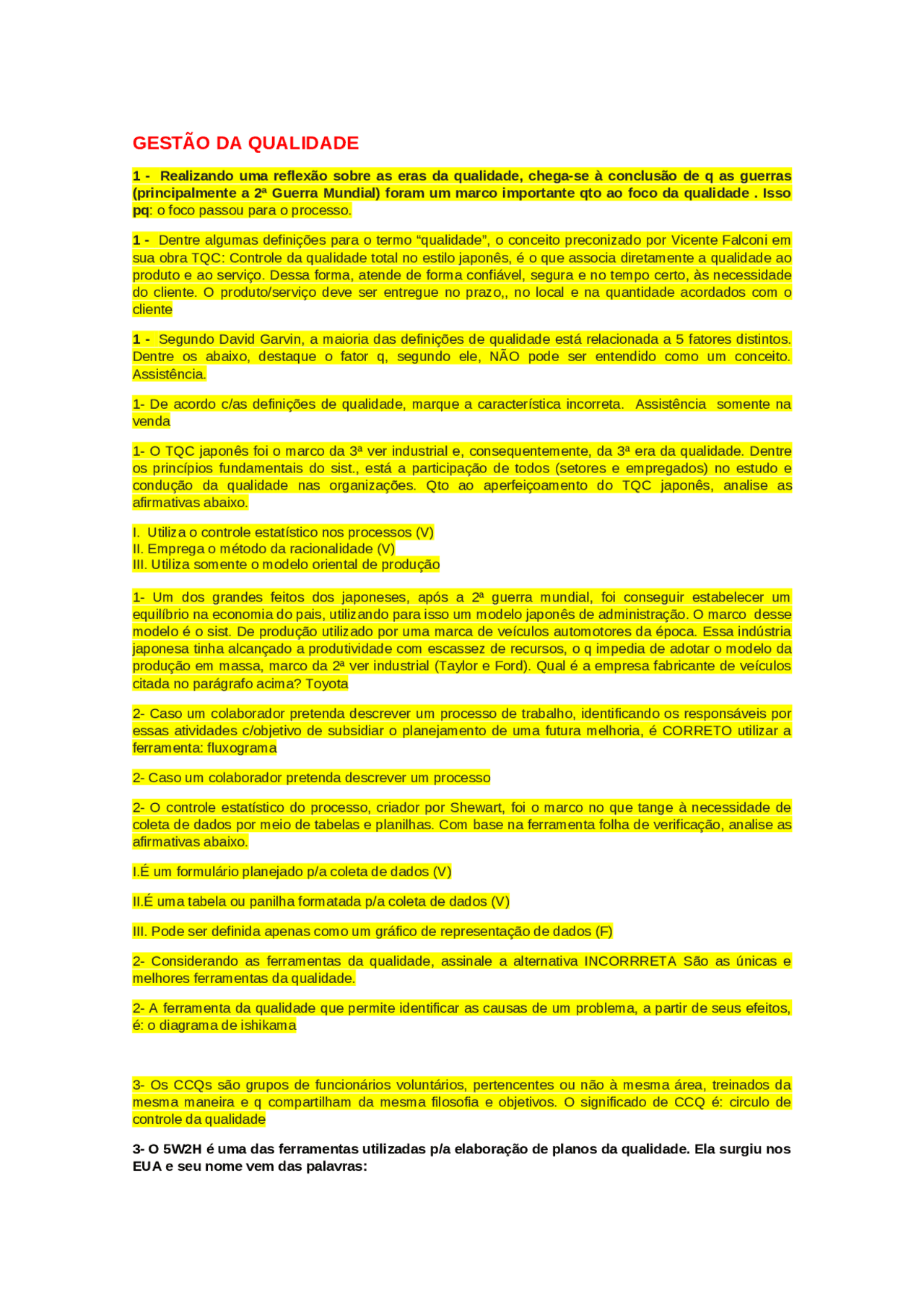 Gestão Da Qualidade Eng Mecânica Docsity