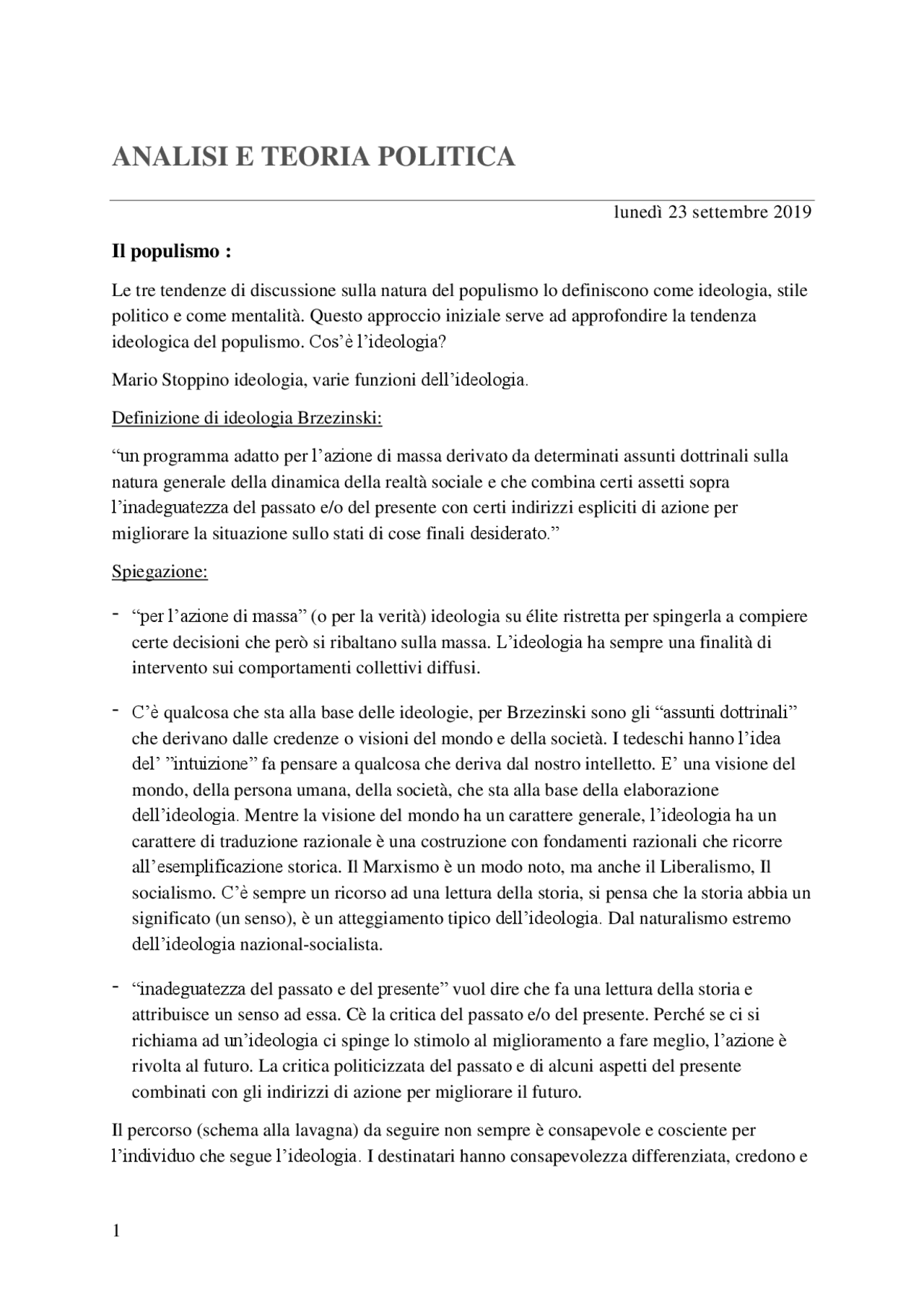 Appunti, Analisi e teoria politica, M Tarchi - Docsity