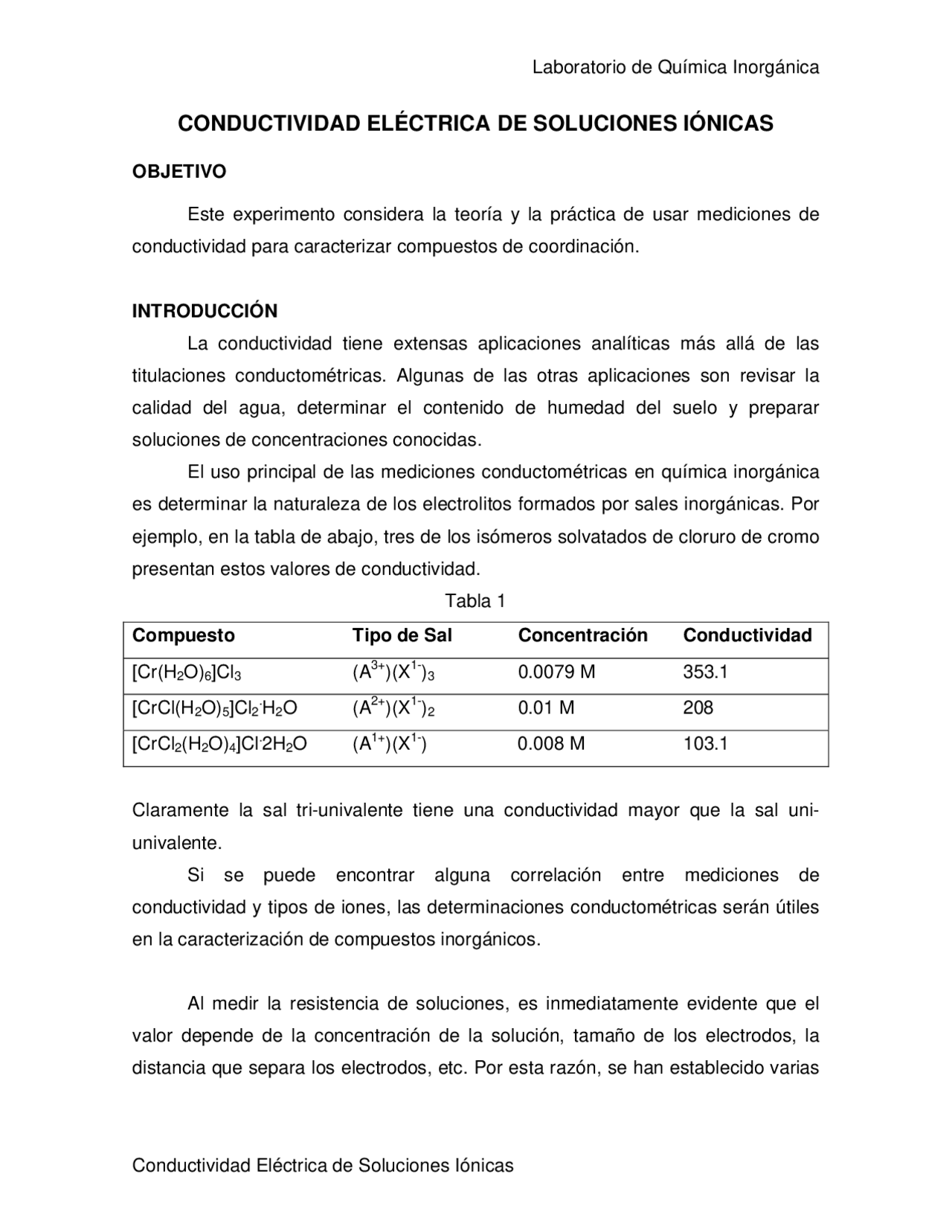 Conductividad Eléctrica Apuntes De Química Docsity