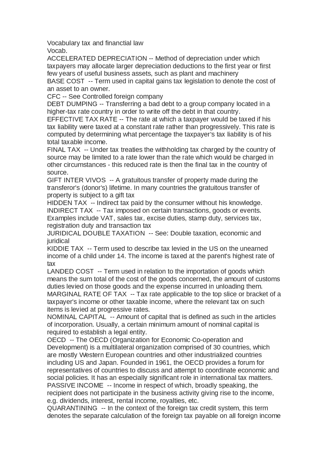 Tax Vocabulary Fernando Serrano Anton - Docsity