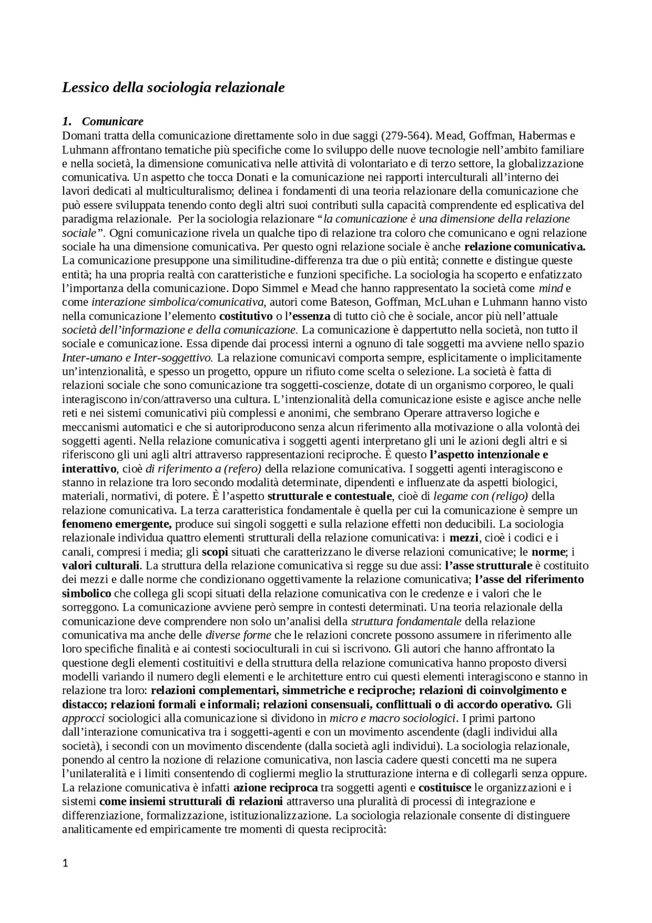 Lessico Delle Relazioni Educative Docsity