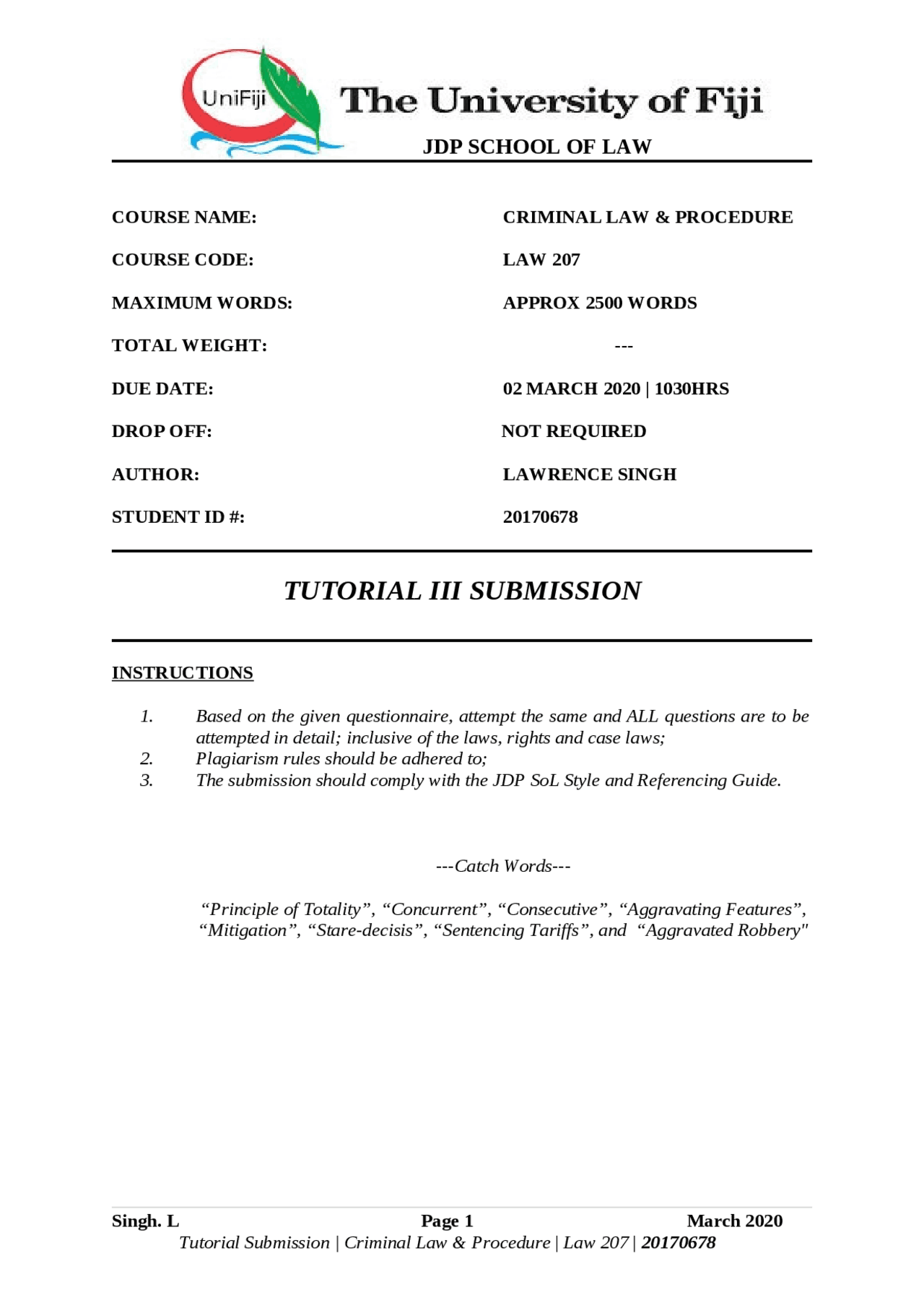 Totality Principle in Criminal Law & Criminal Procedure - Docsity