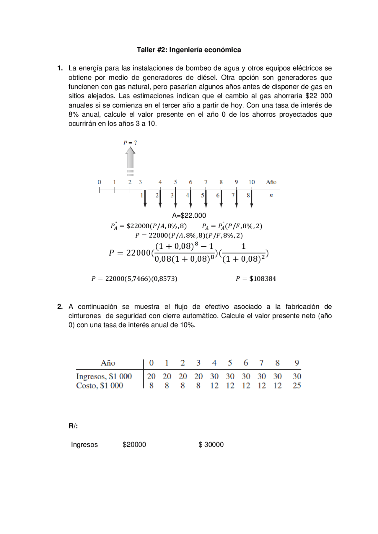 Tema factores ingenieria economica | Ejercicios de Economía | Docsity