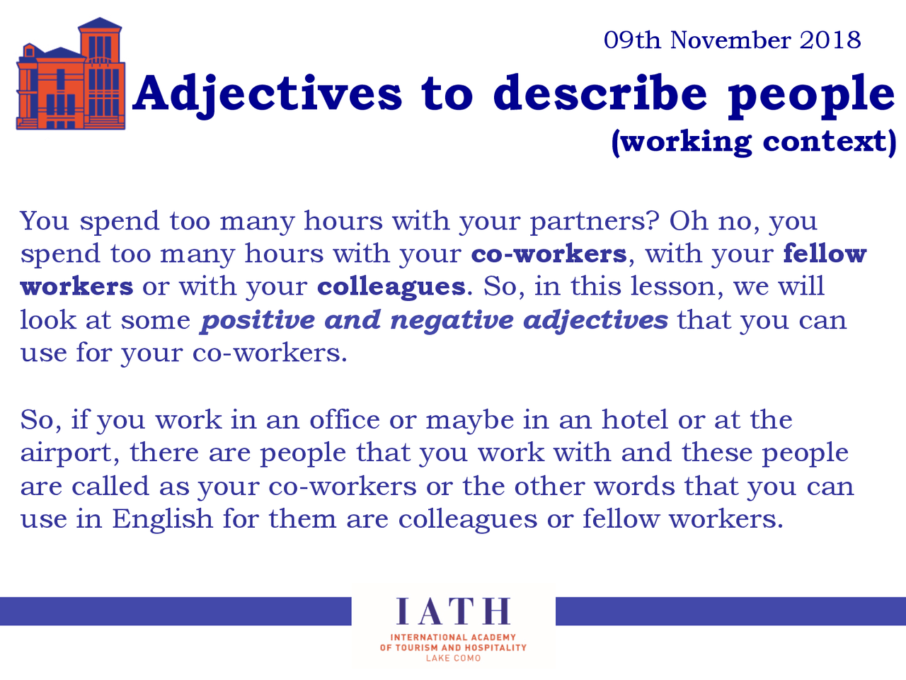 Adjectives to describe people (working context) - Docsity