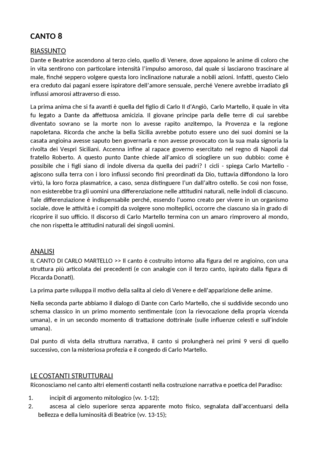 Dante Paradiso Canto 8 Docsity