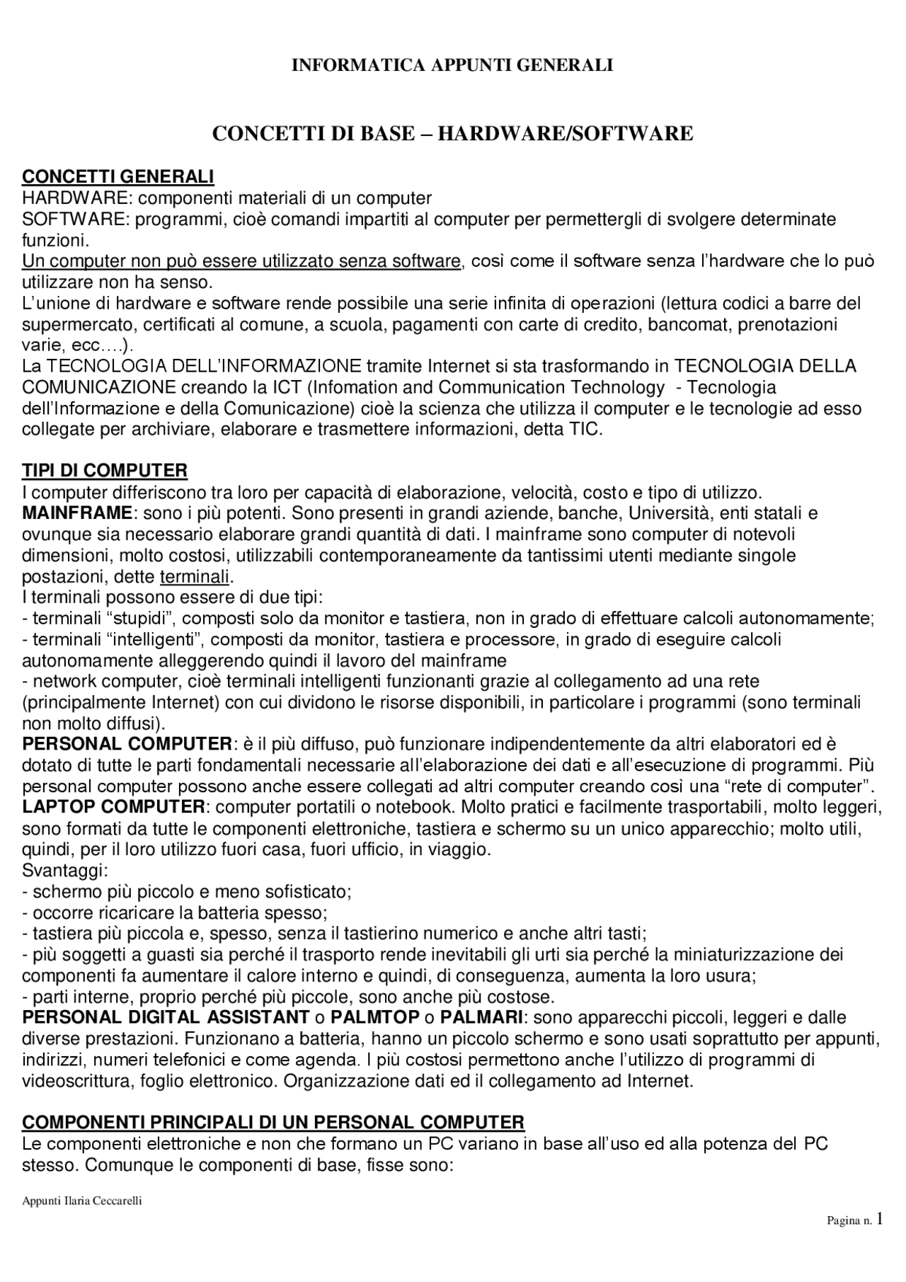 Appunti Informatica Generale Docsity