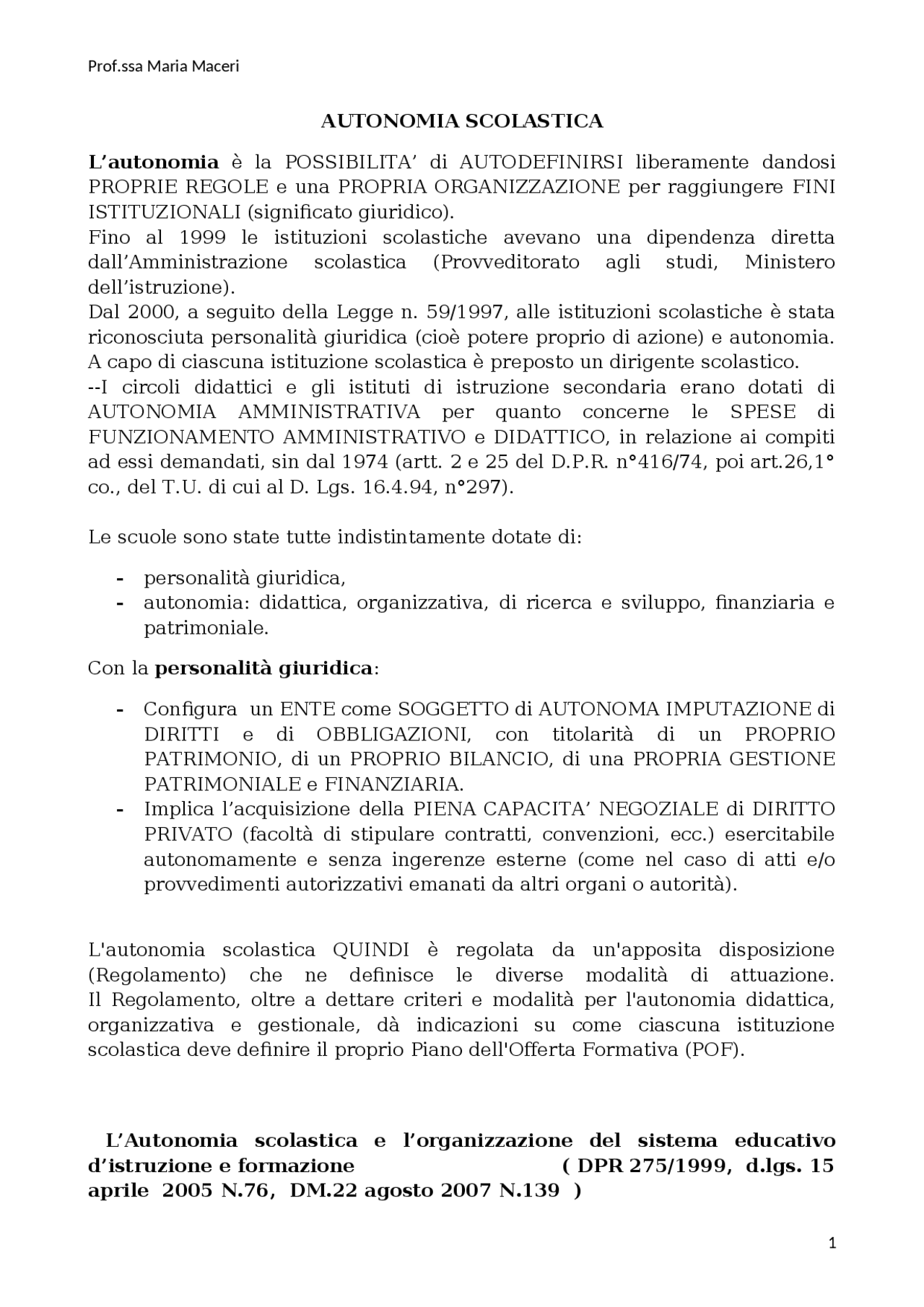 Autonomia Scolastica Docsity