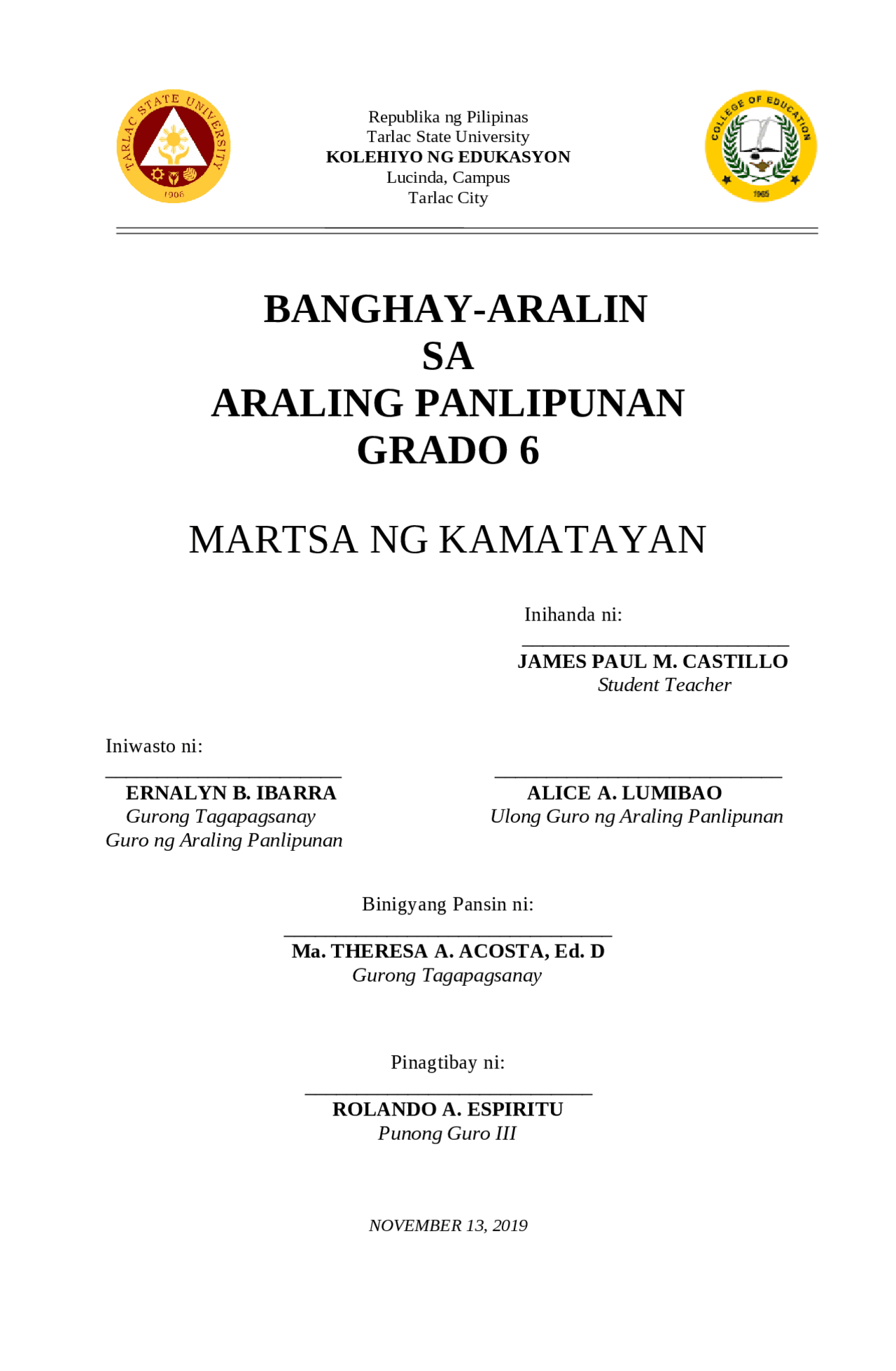 Final Demonstration detailed lesson plan - Docsity