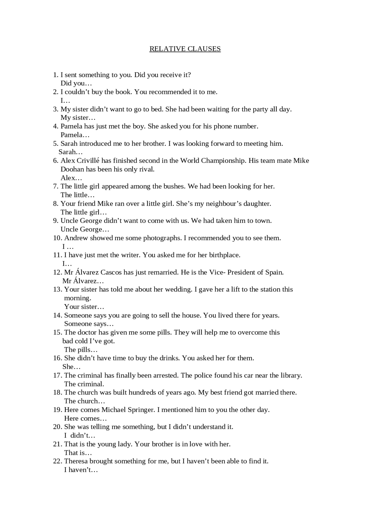 Relative Clauses, segundo de Bachillerato - Docsity