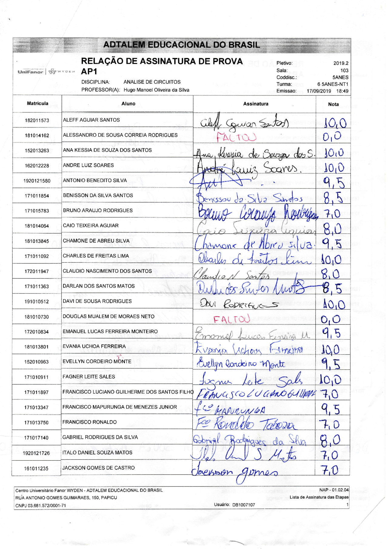 Prova De Analise De Circuitos Docsity