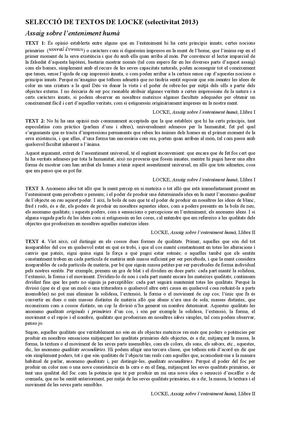 Textos Locke Enteniment Huma Docsity