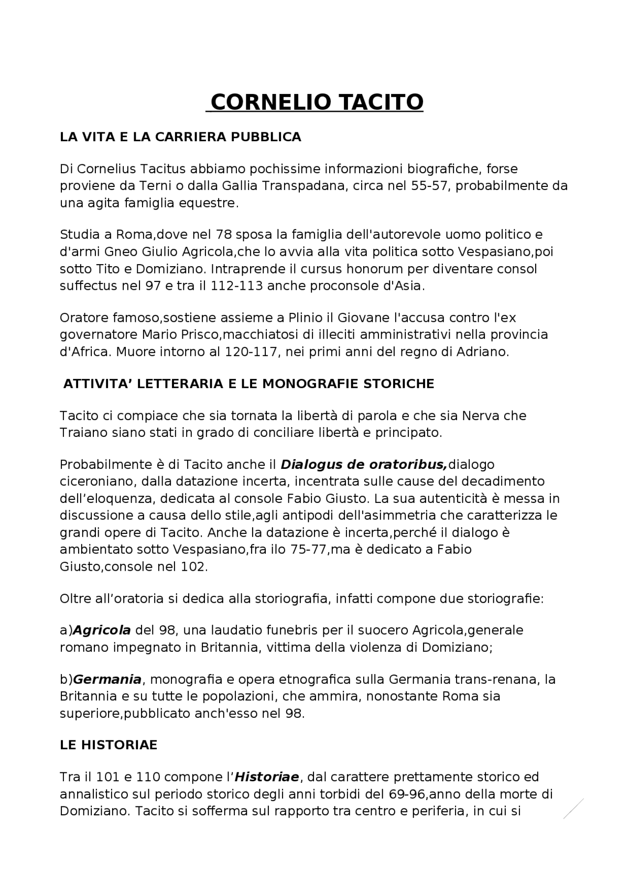 Cornelio Tacito Germania Docsity