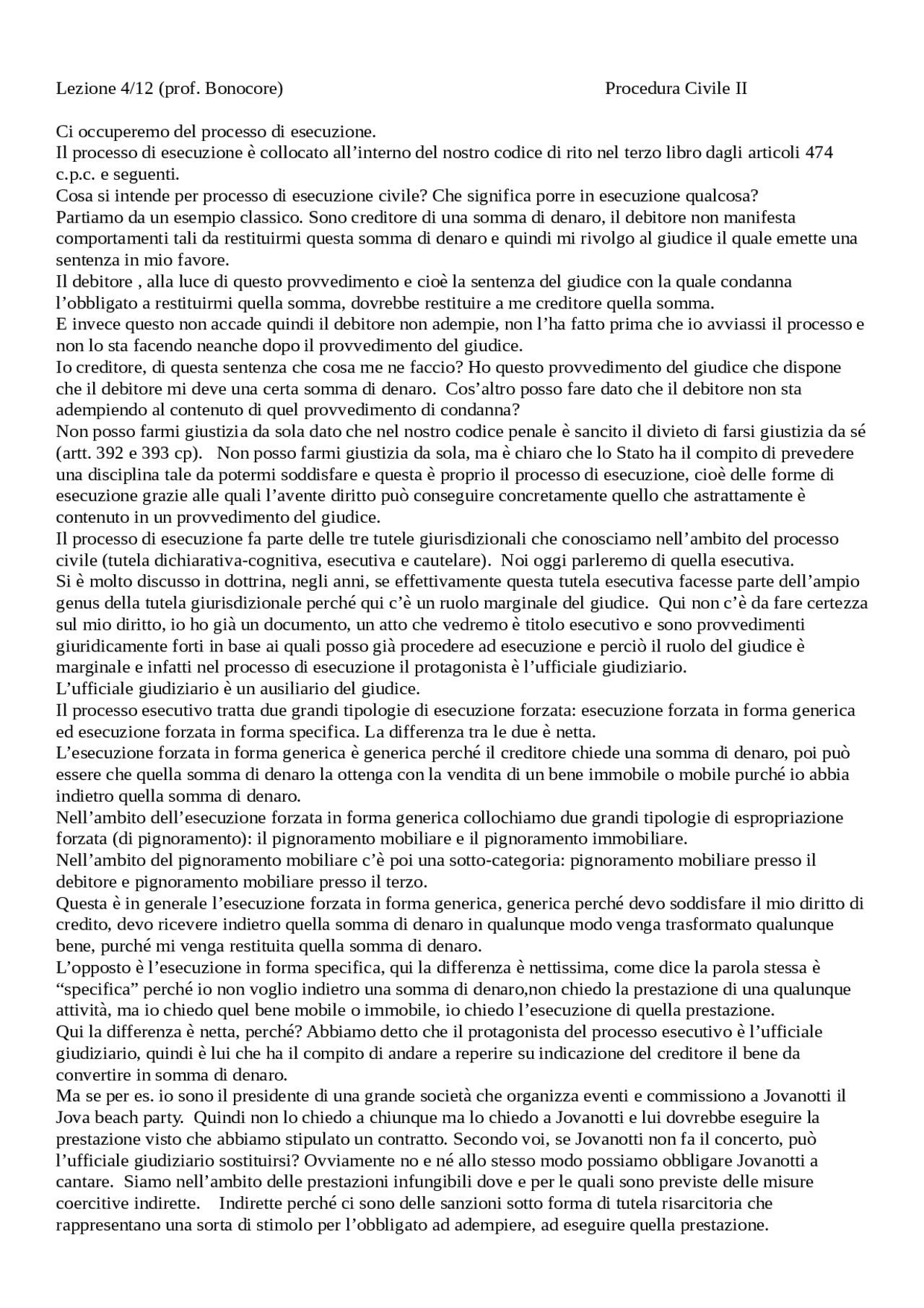 Appunti Procedura Civile Docsity