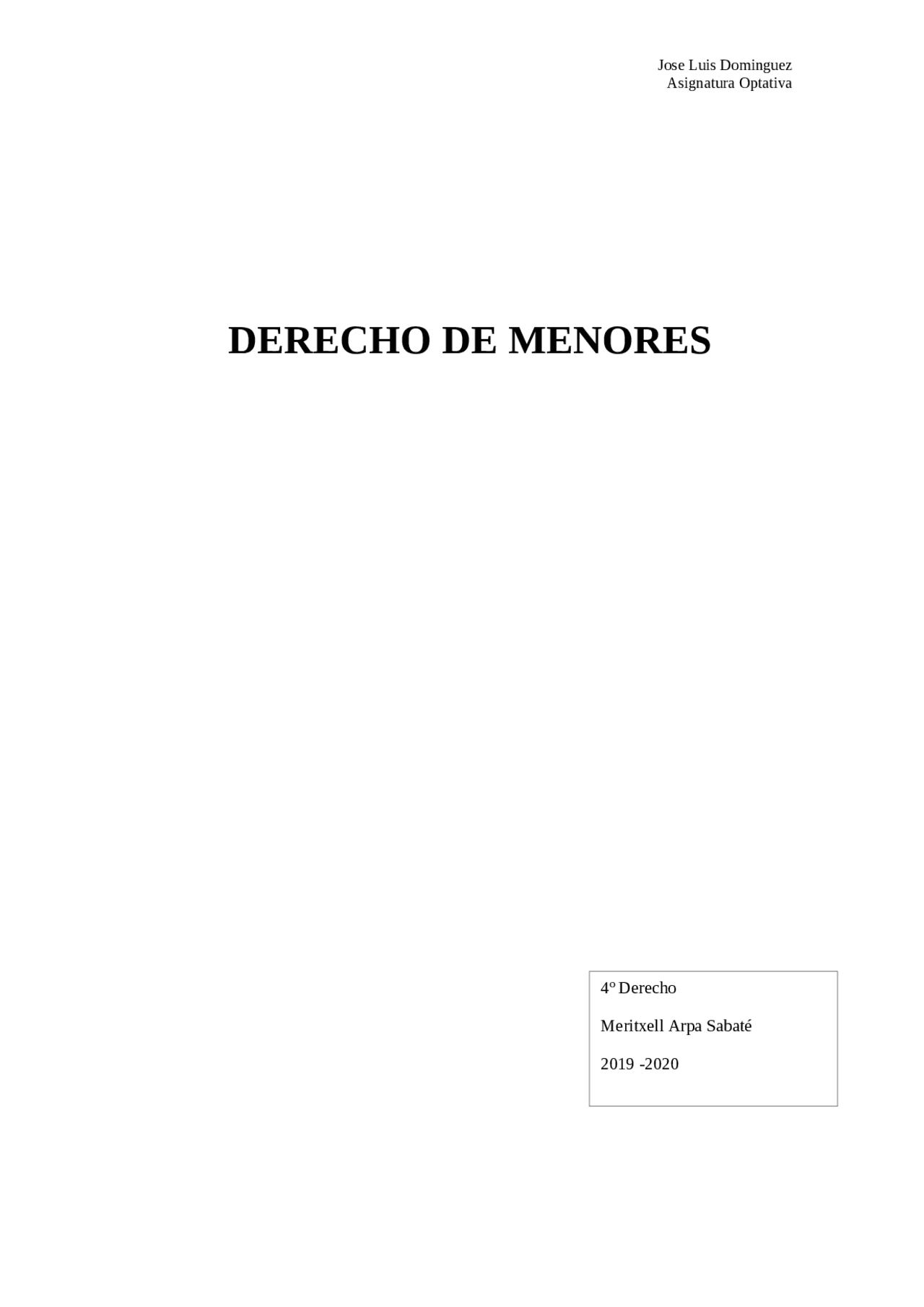 Derecho Penal De Menores Docsity