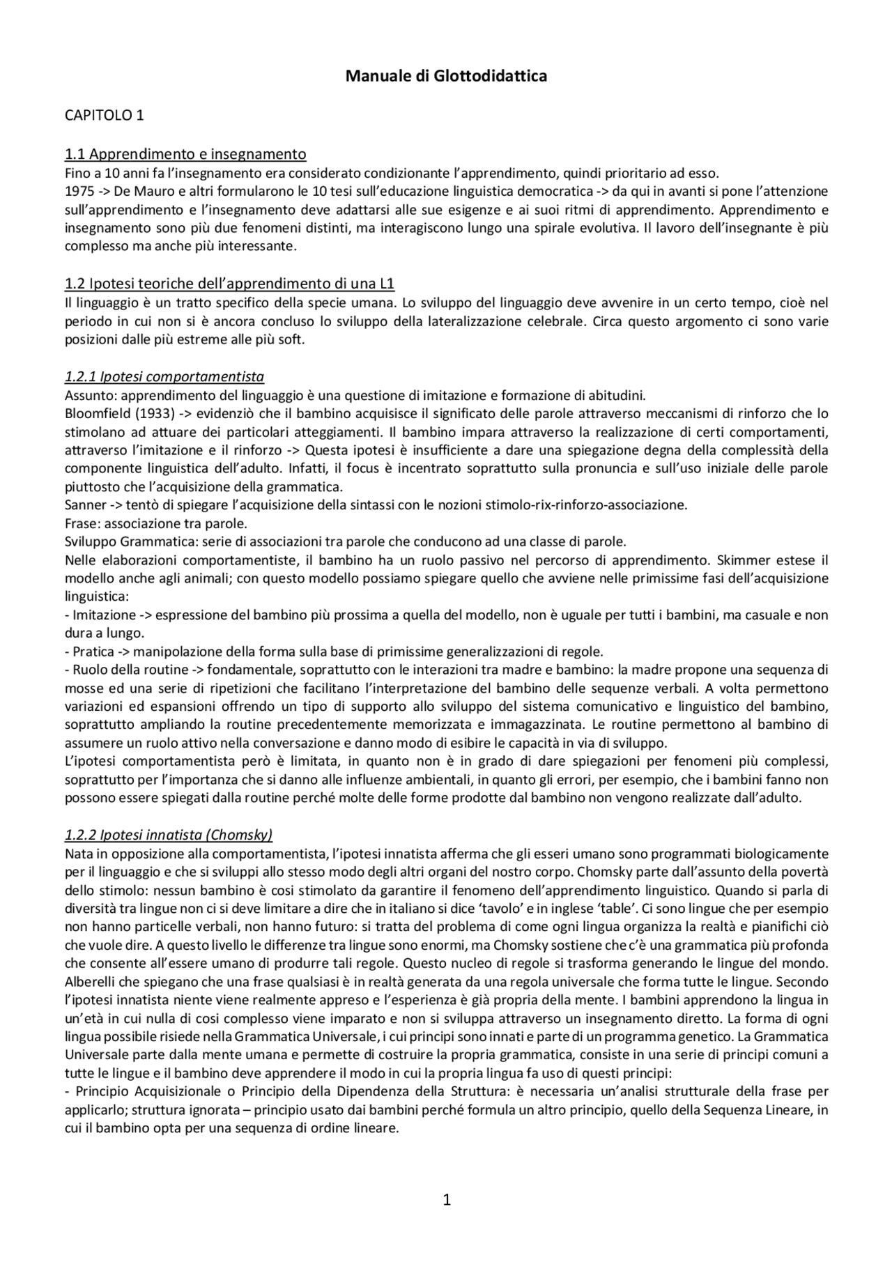 Manuale Di Glottodidattica Docsity
