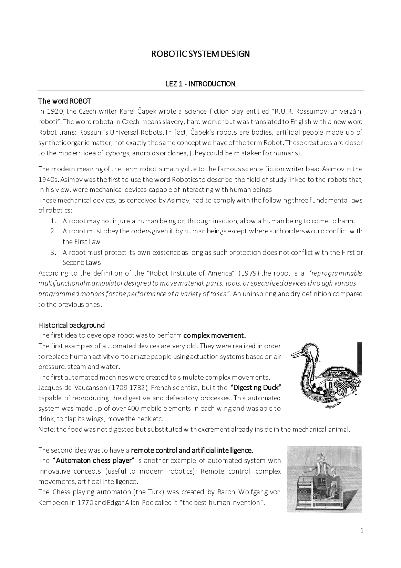Robotic System Design Docsity
