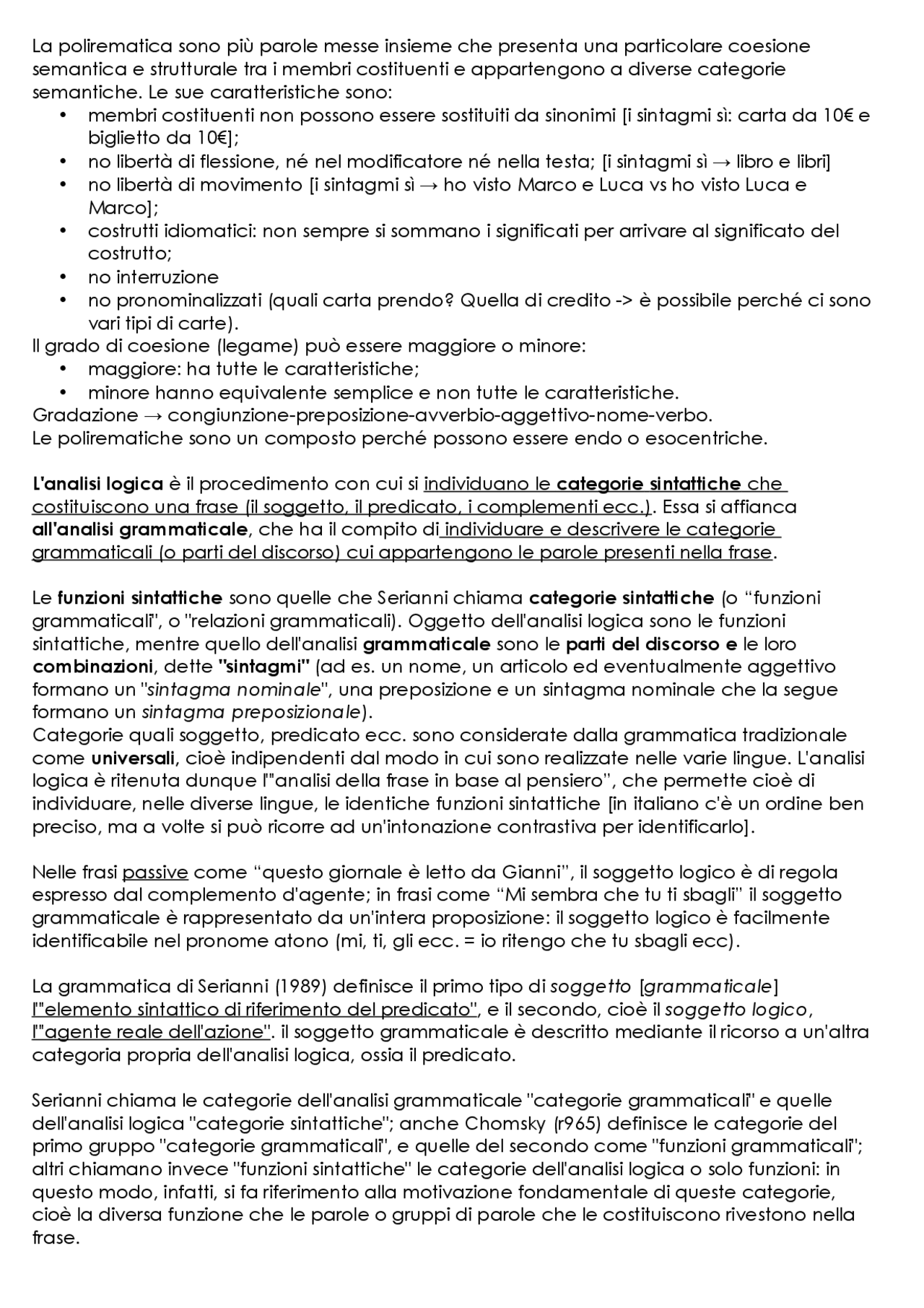 Riassunto Sintassi Docsity