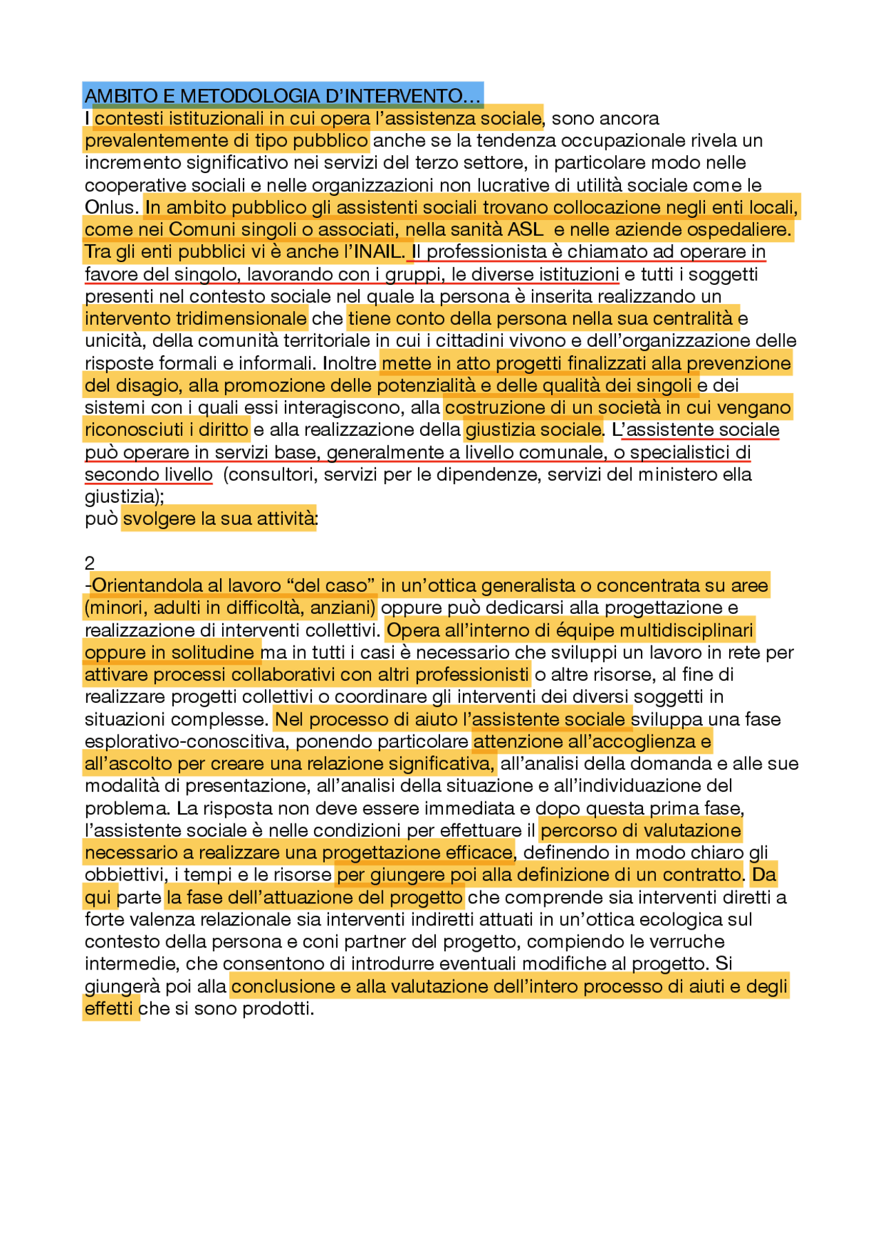 Principi E Metodi Del Servizio Sociale Docsity