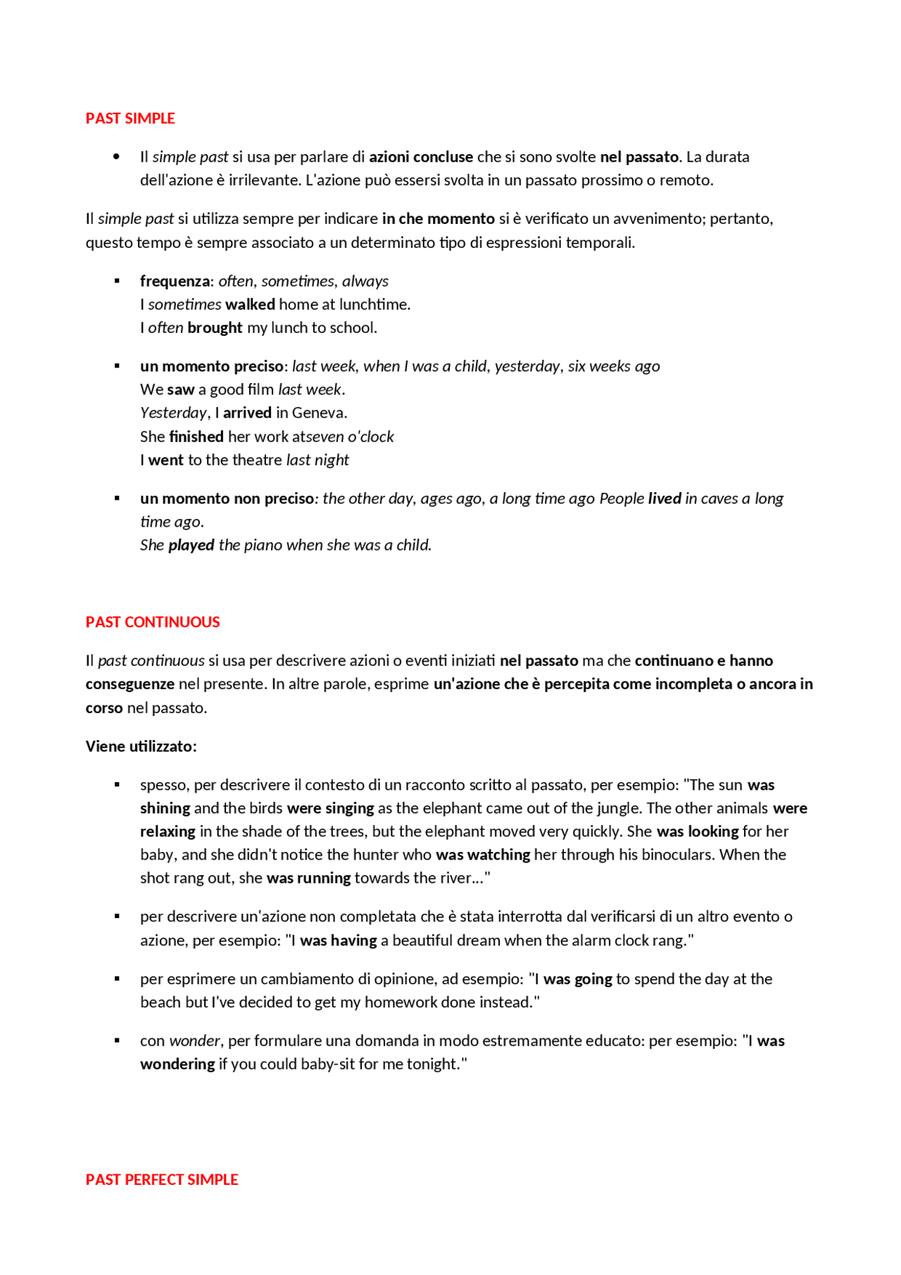 Grammatica Inglese Past Simple Docsity