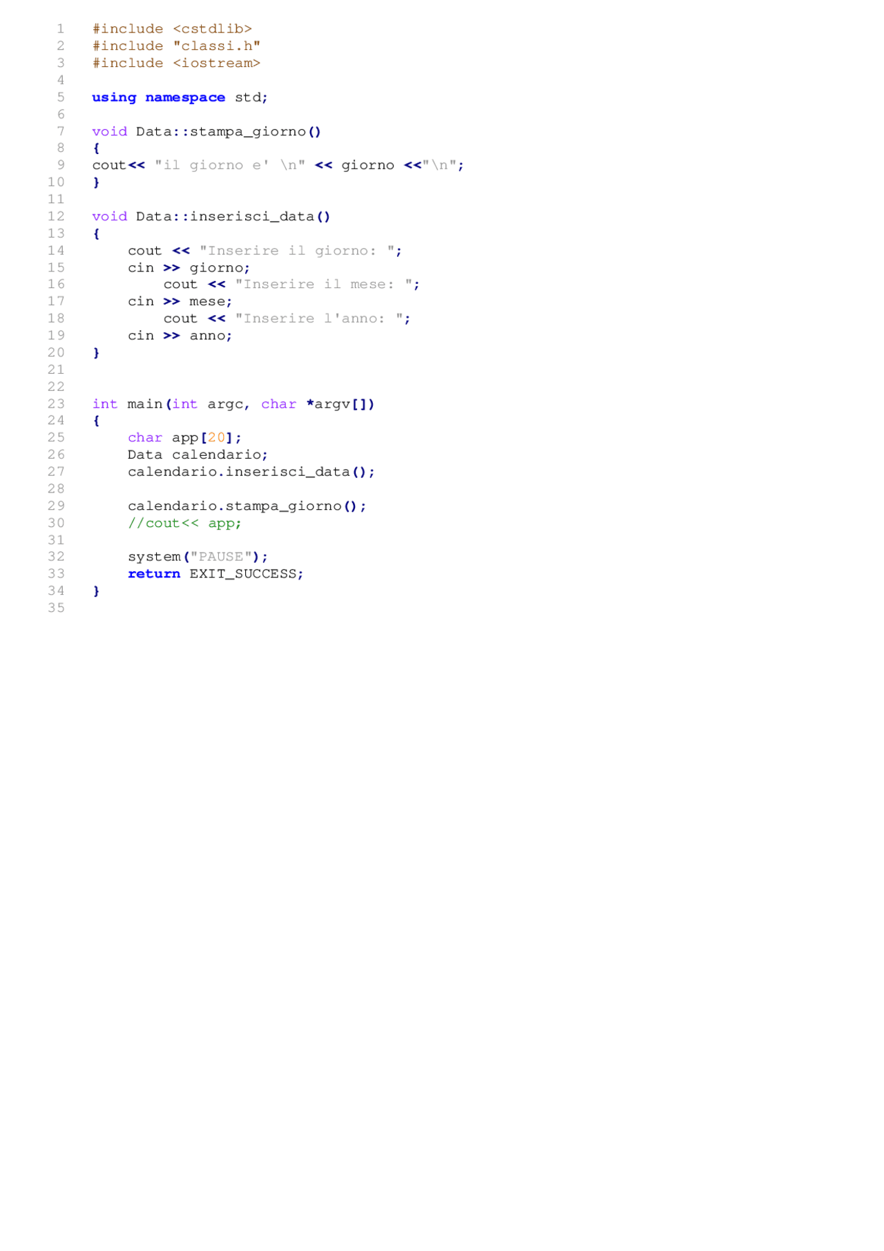 Stampa Data Scritto In Cpp Docsity