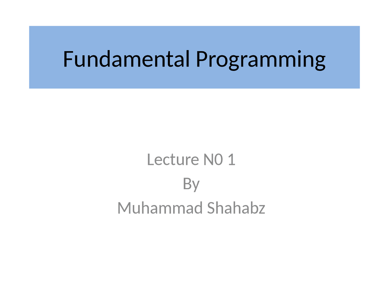 Fundamental Programming Docsity