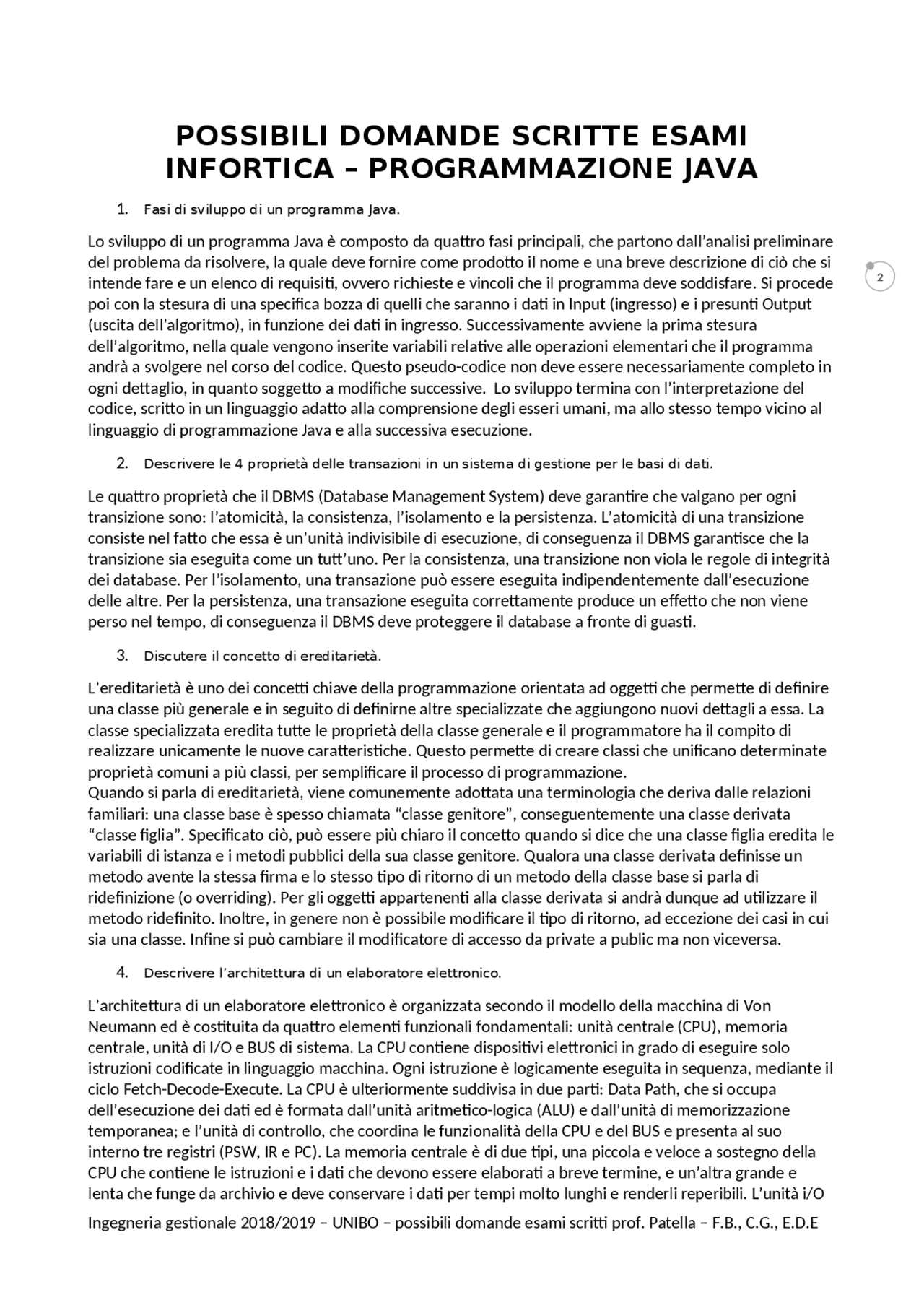 Possibili domande sulla programmazione Java - Docsity