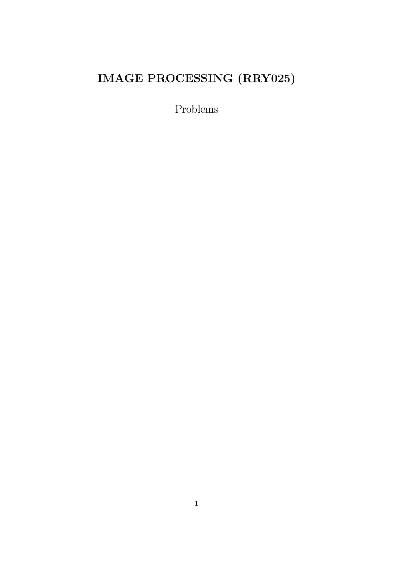 Image Processing Problems Docsity