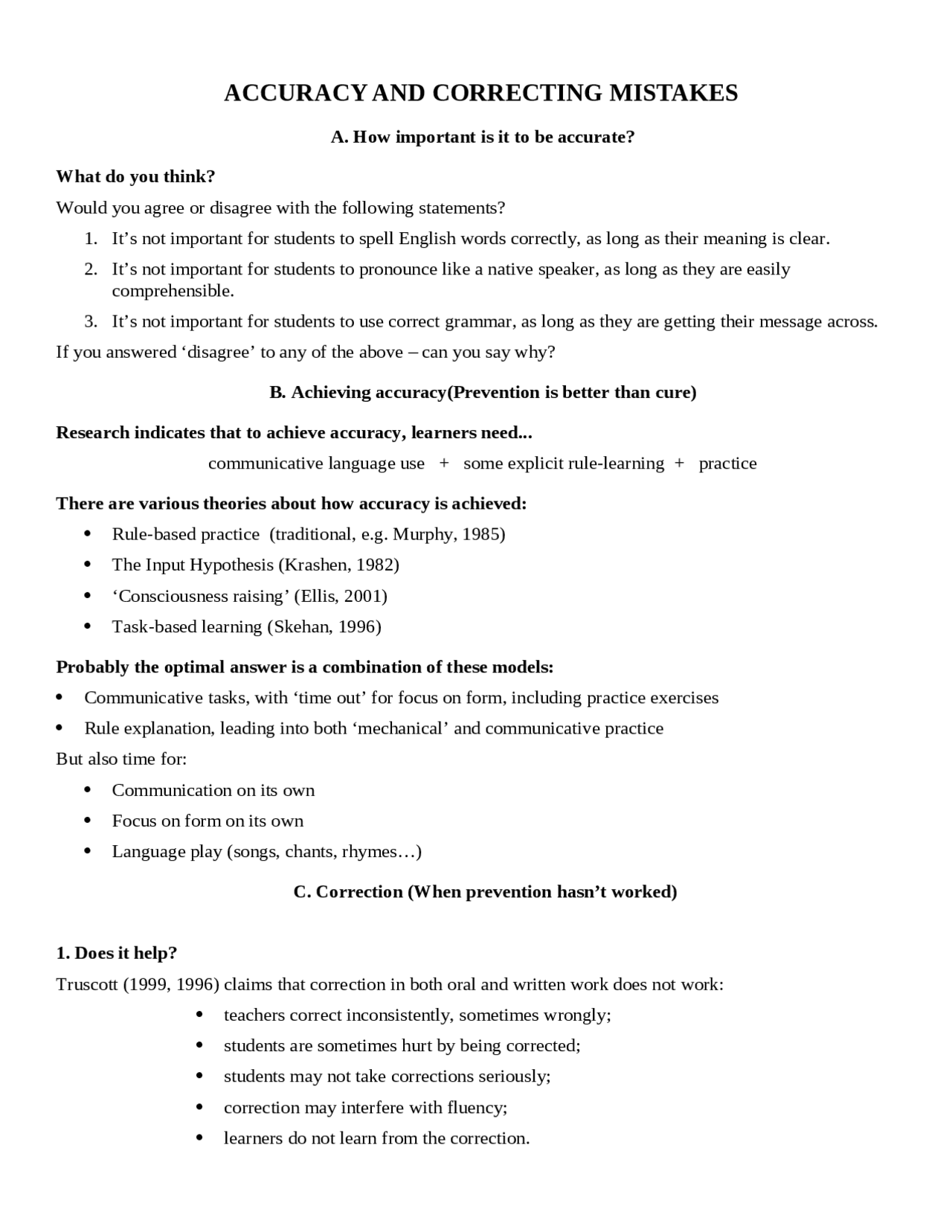 Accuracy And Correctness Docsity