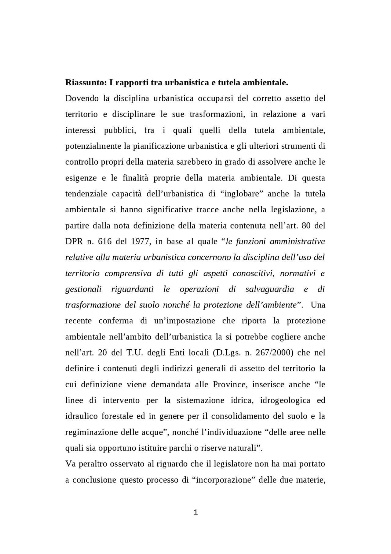 Appunti Urbanistica E Ambiente Docsity