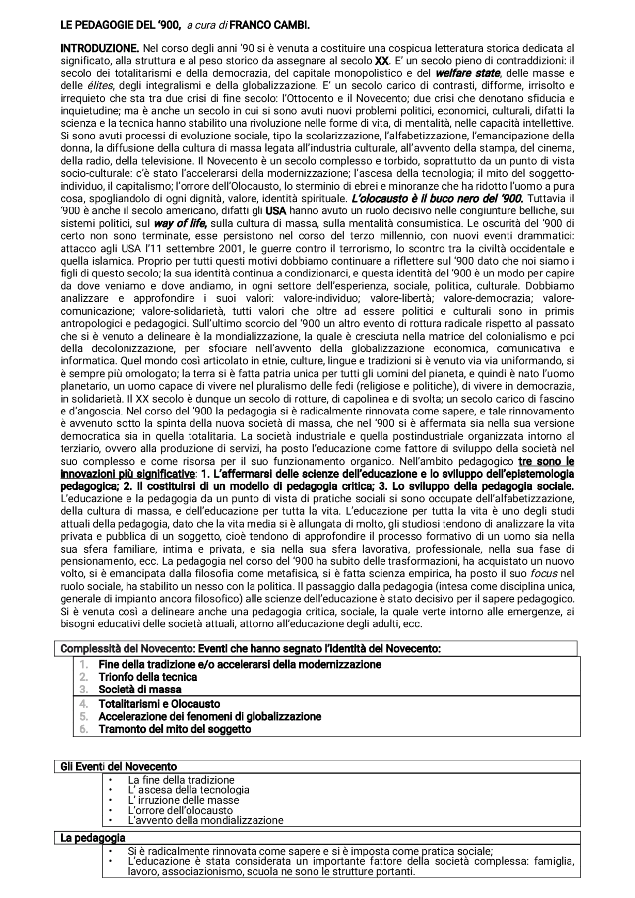 Pedagogia Generale Franco Cambi Docsity
