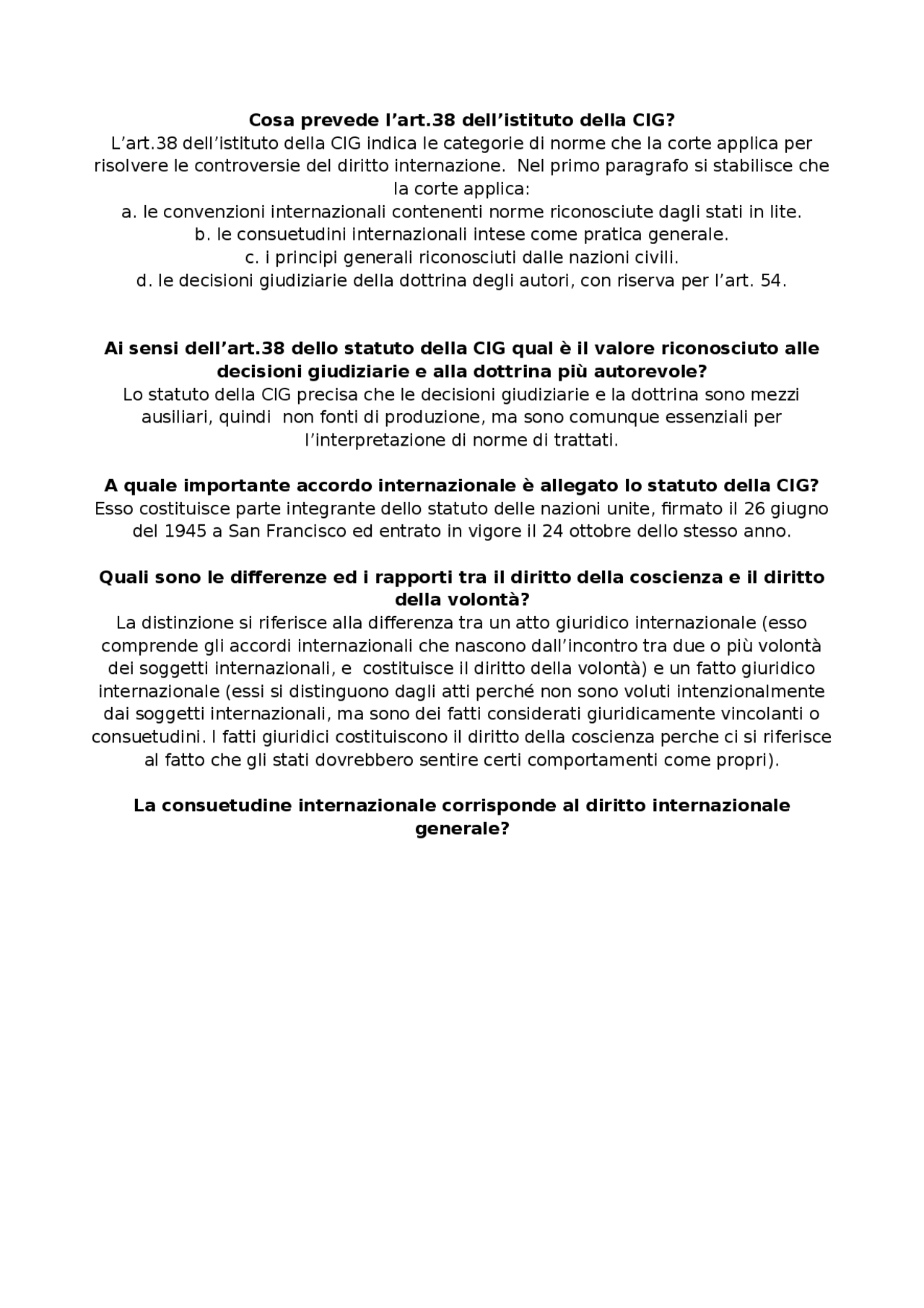 Diritto Internazionale Docsity