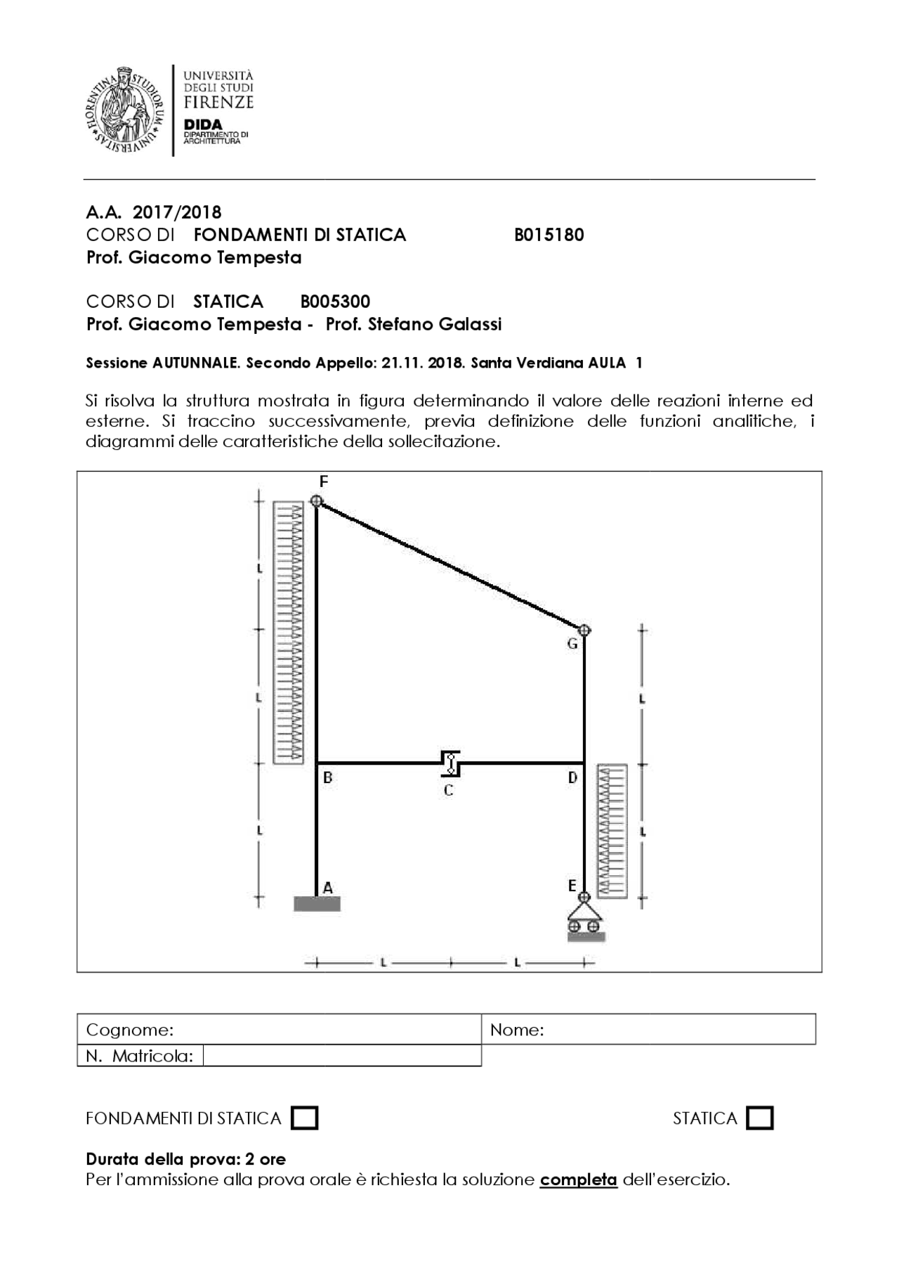 Prove Desame Statica Tempestagalassi Docsity