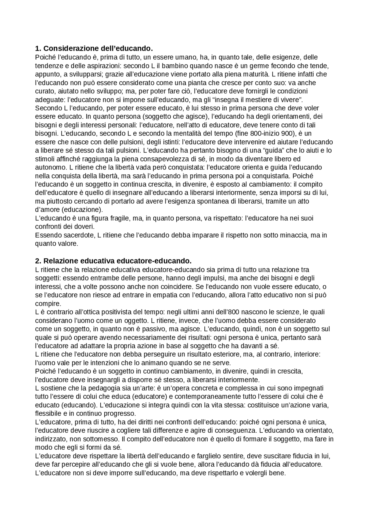 Domande Sul Laberthonniere Per Esame Dal Toso Docsity
