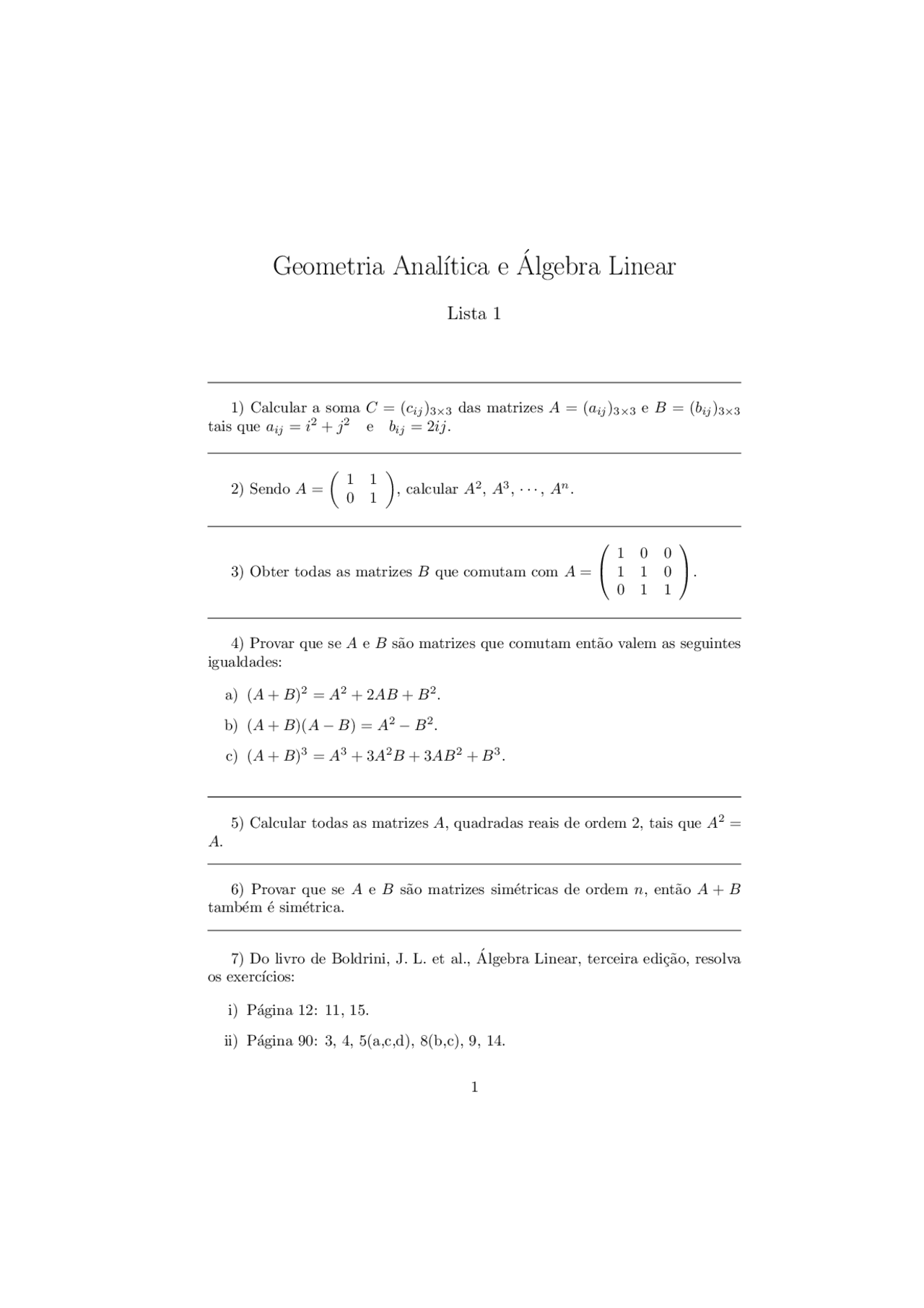 Geometria Analitica Exerc Icios Docsity
