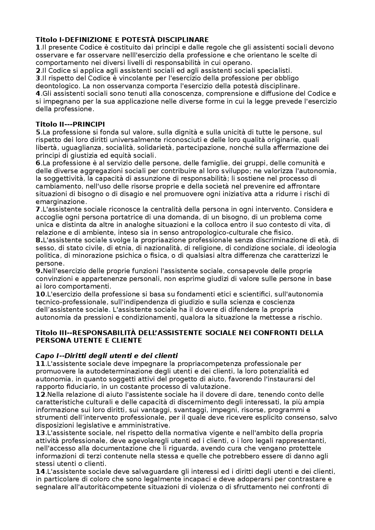 Codice Deontologico Assistenti Sociali Docsity