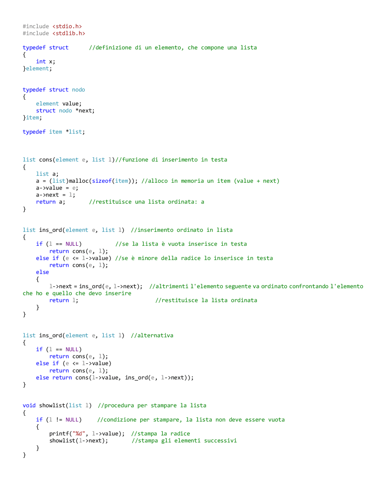 Liste semplici - programmazione C - Docsity