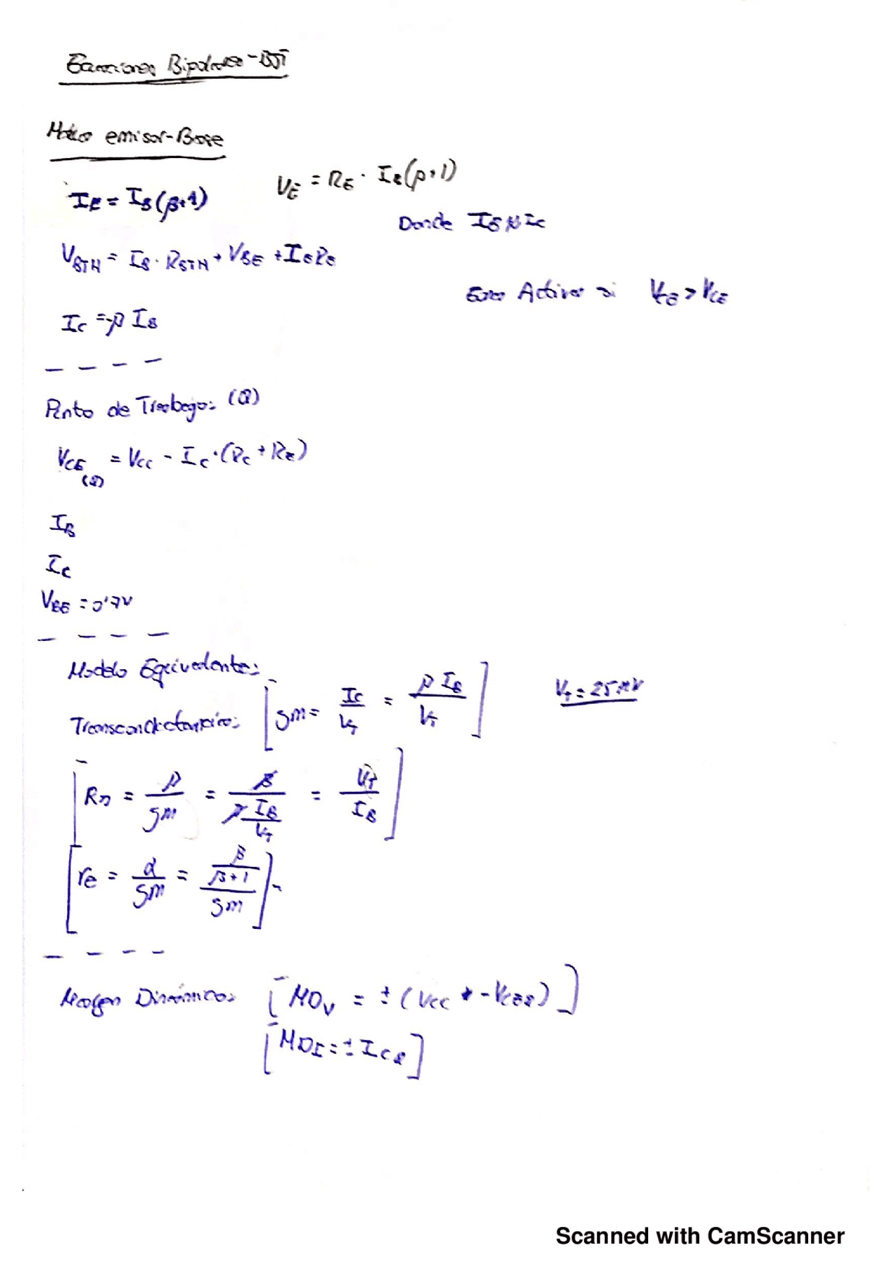 Transistores bjt formulas BY JR - Docsity