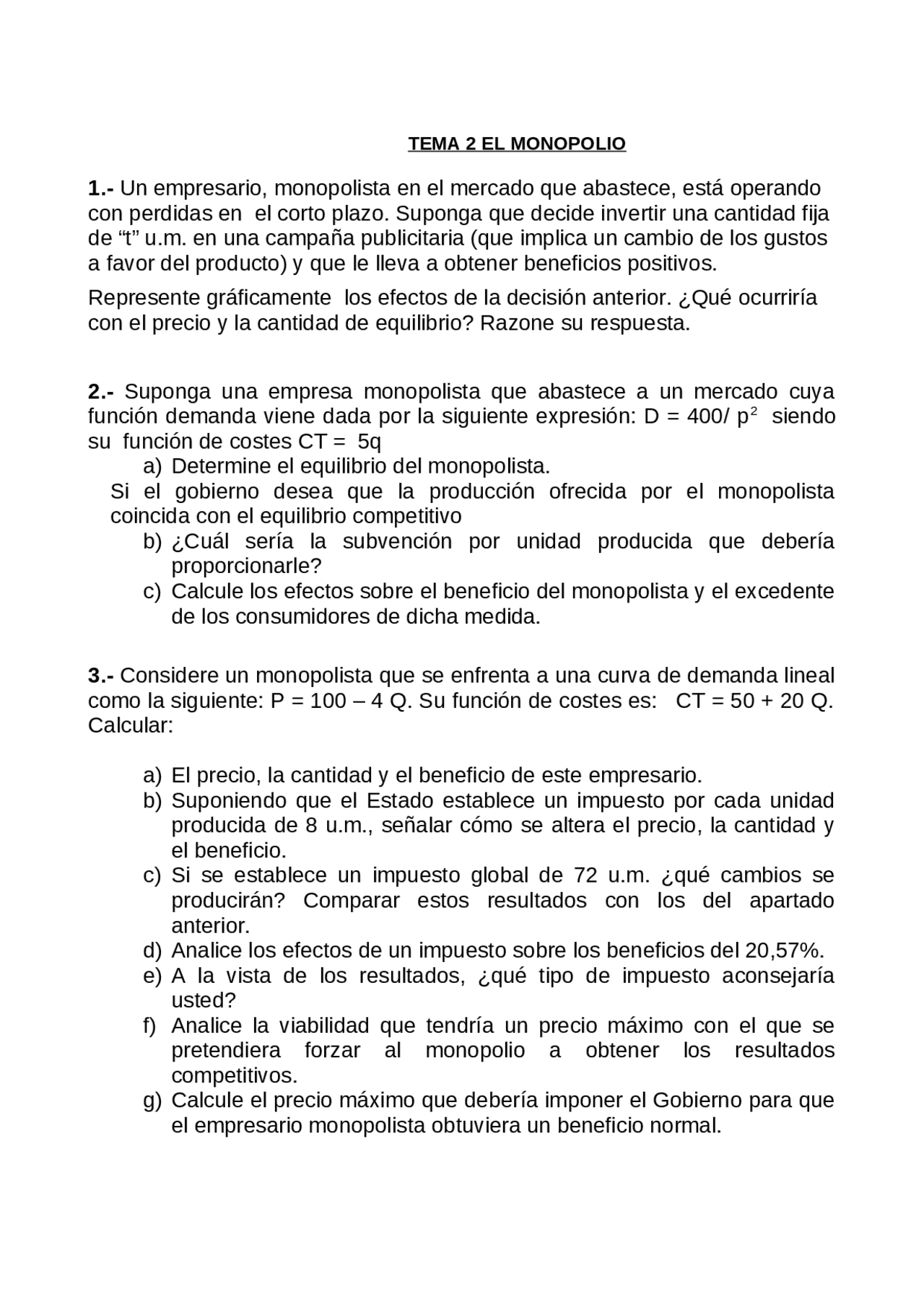 Ejercicios Microeconomia Ii Tema 2 Ejercicios De Microeconomía Docsity