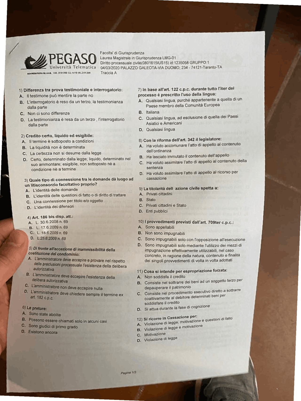 Esame Diritto Processuale Civile 04 03 20 Docsity