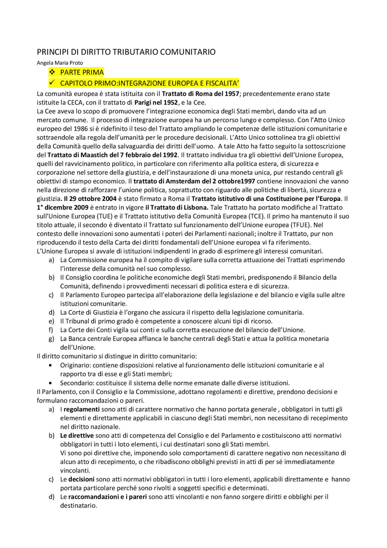 Diritto tributario comunitario - Docsity