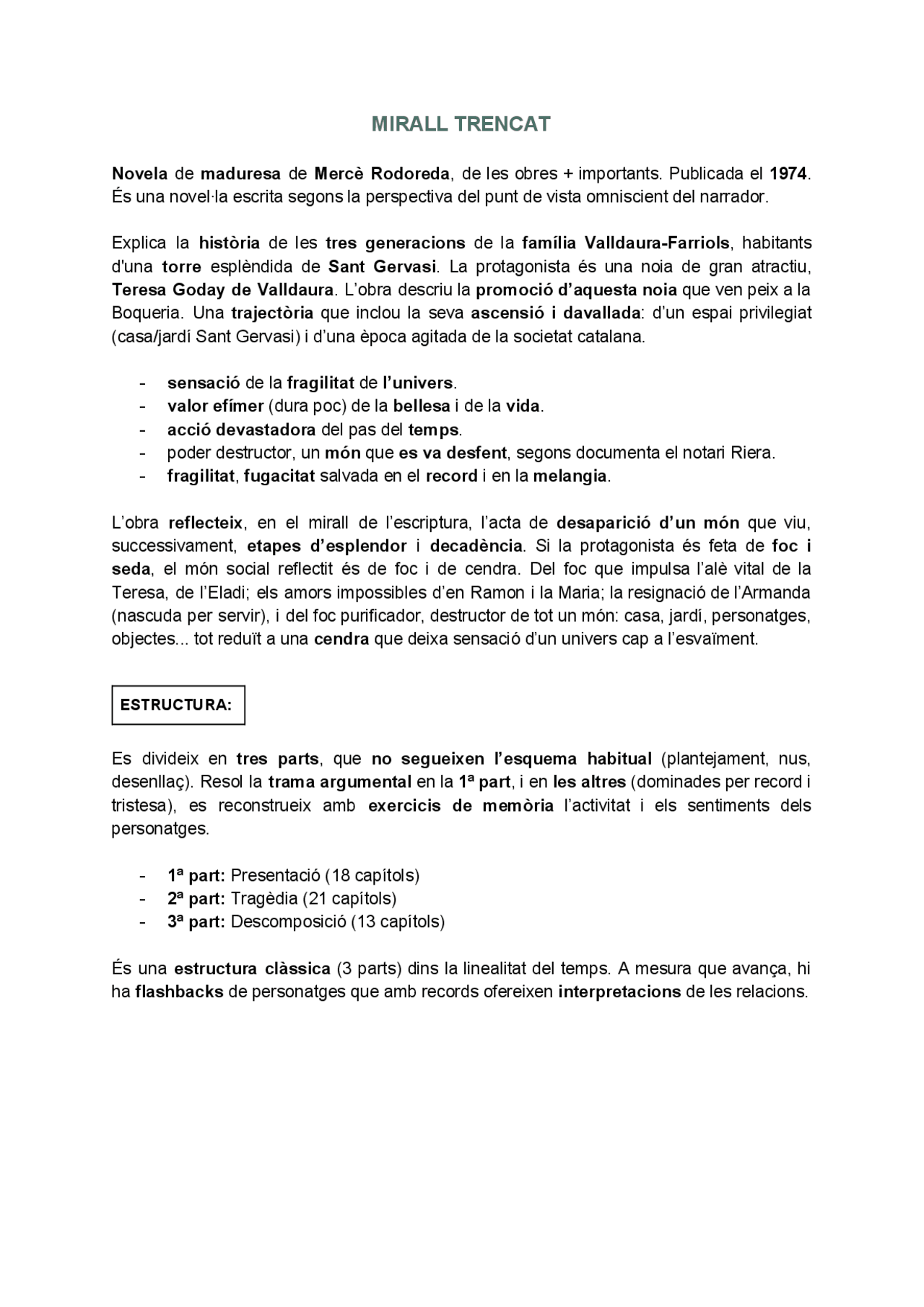 Característiques Mirall Trencat Docsity