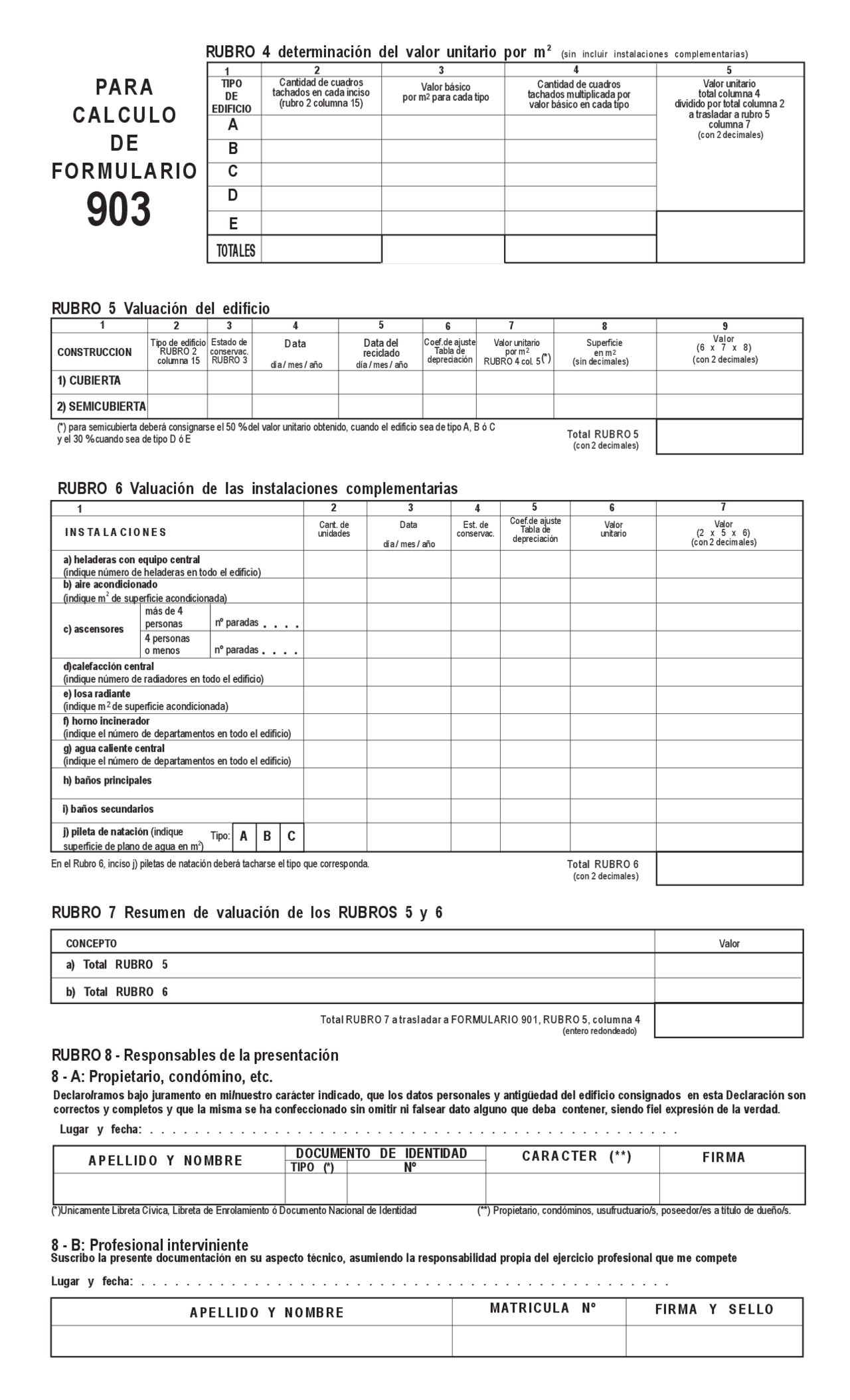 Formulario 903 todos corresponden a la ley de estados parcelarios - Docsity