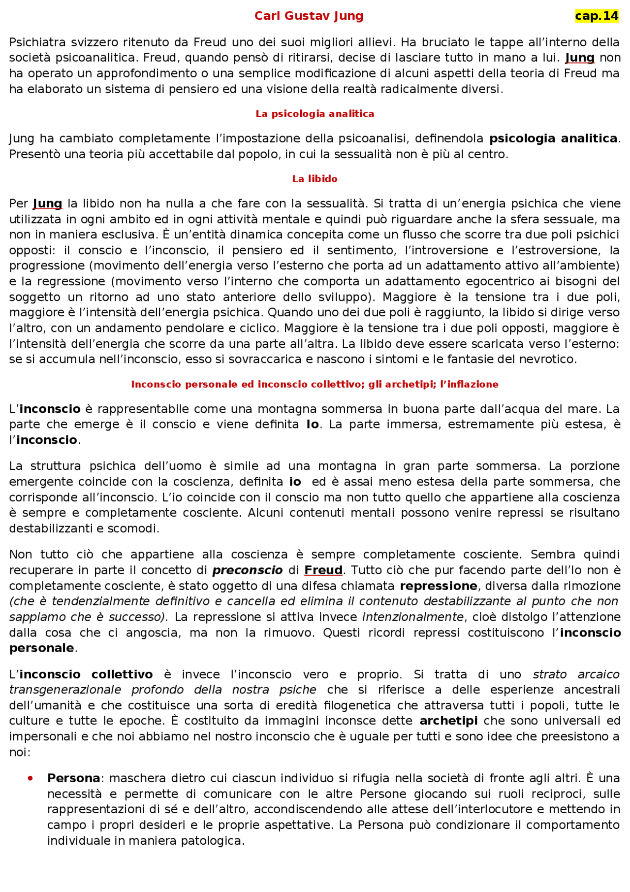 Carl Gustav Jung Riassunto Docsity