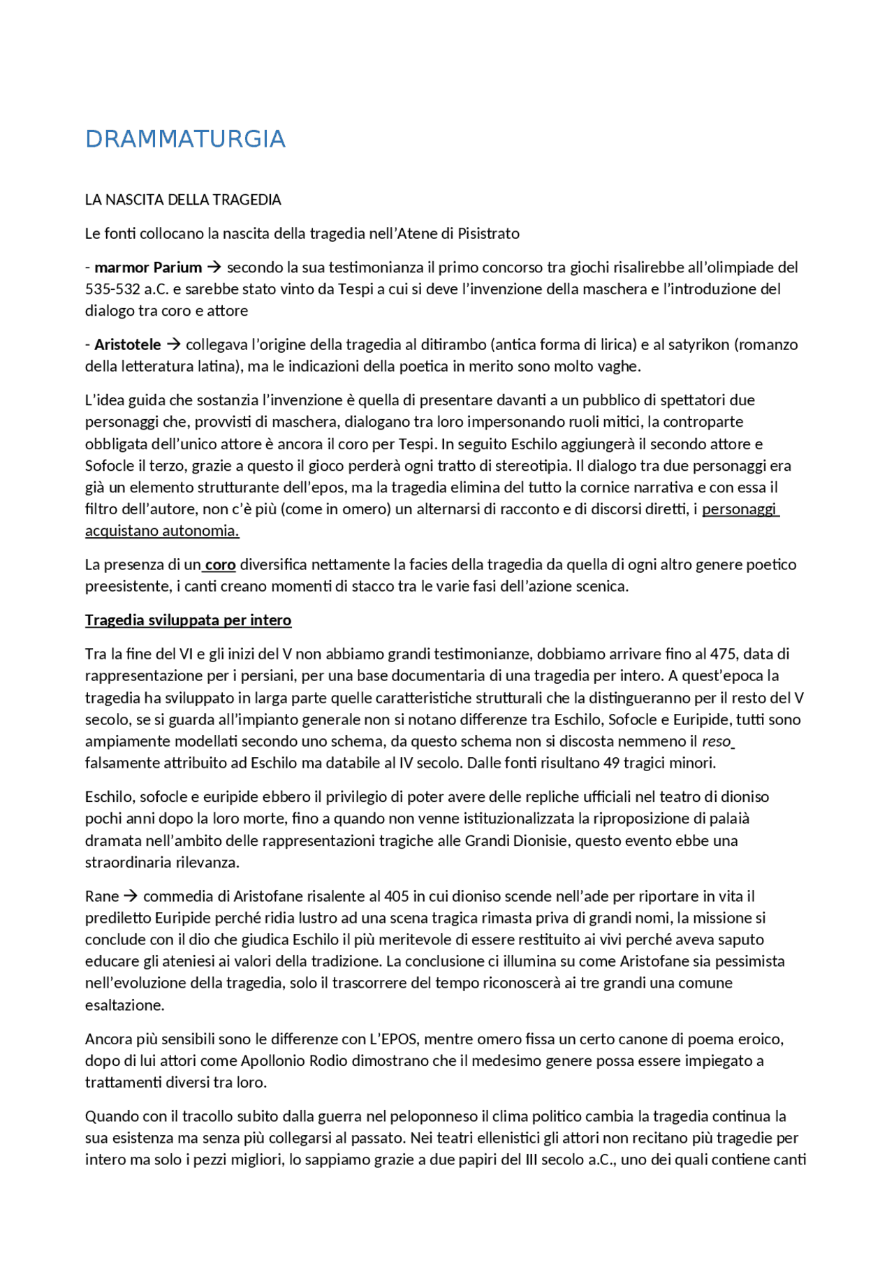 La tragedia greca, riassunto - Docsity