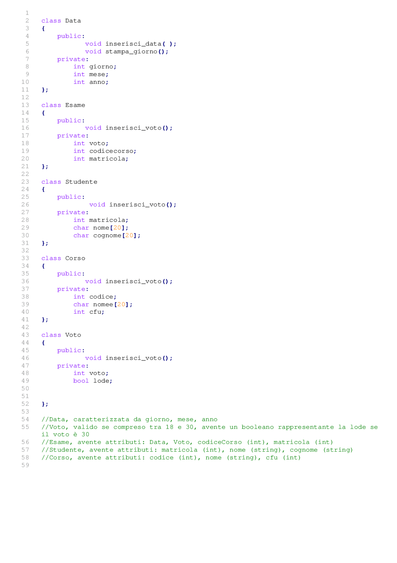 Classe Data E Voti Scritto In Cpp Docsity