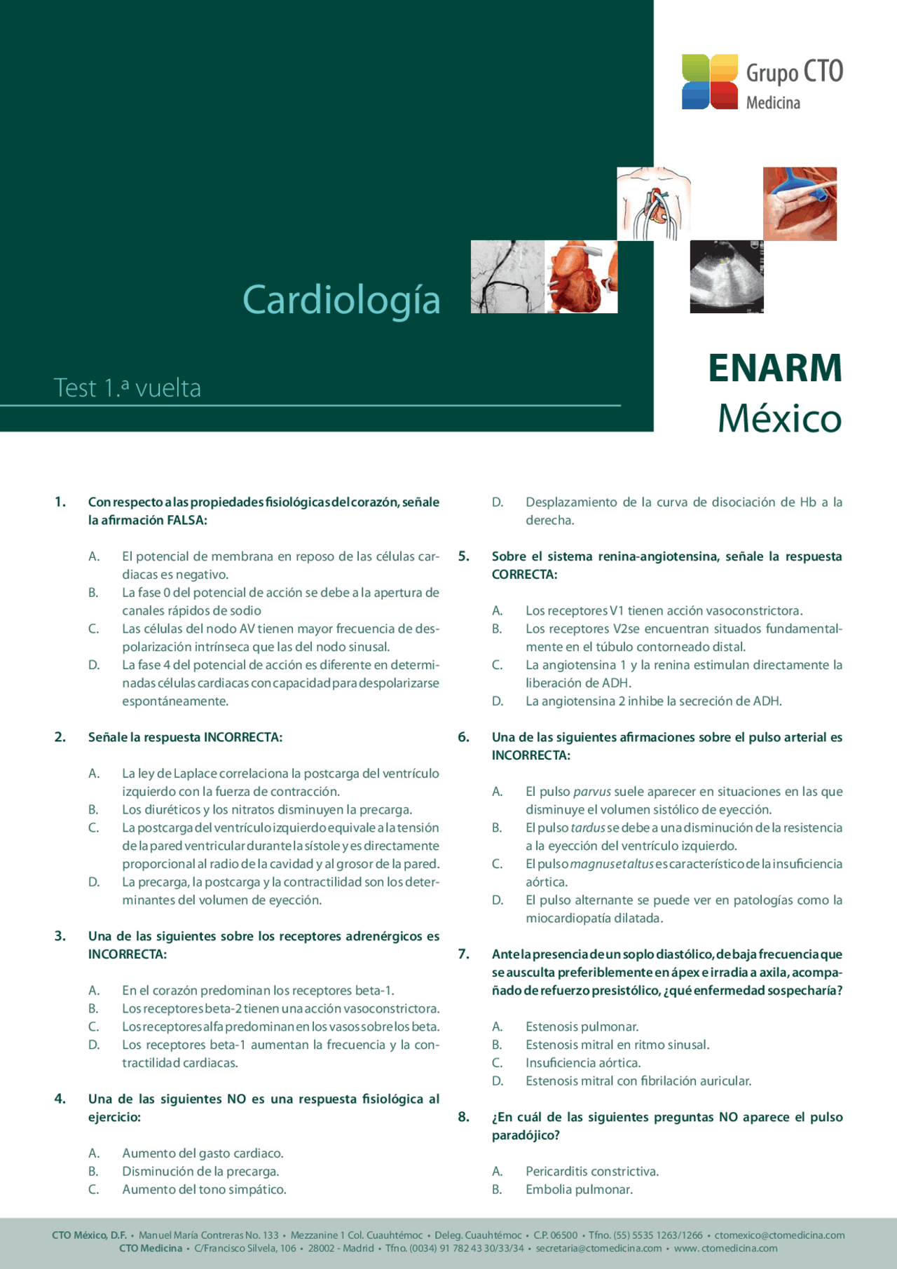CTO PREGUNTAS CARDIO CIRU | Resúmenes de Medicina | Docsity