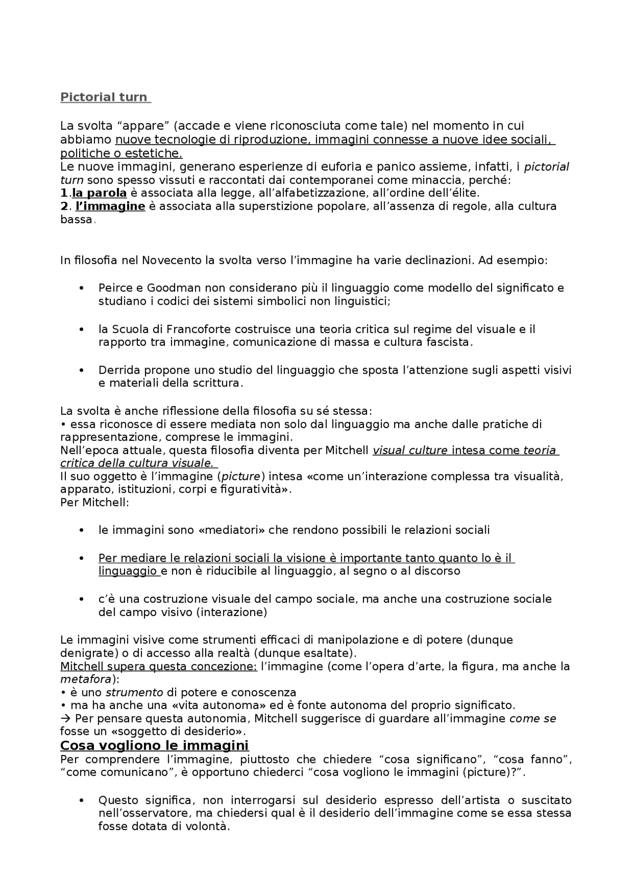 Pictorial turn. Cosa vogliono le immagini - Docsity