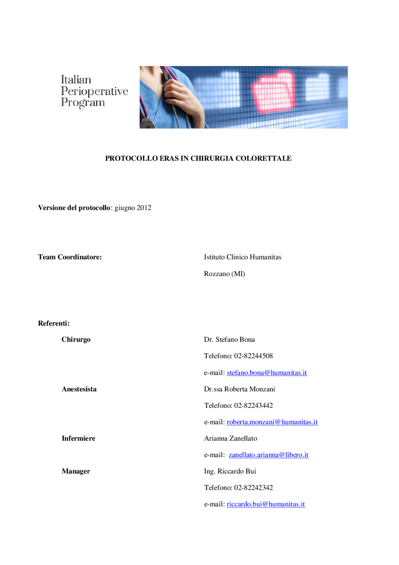 Protocollo eras in chirurgia - Docsity