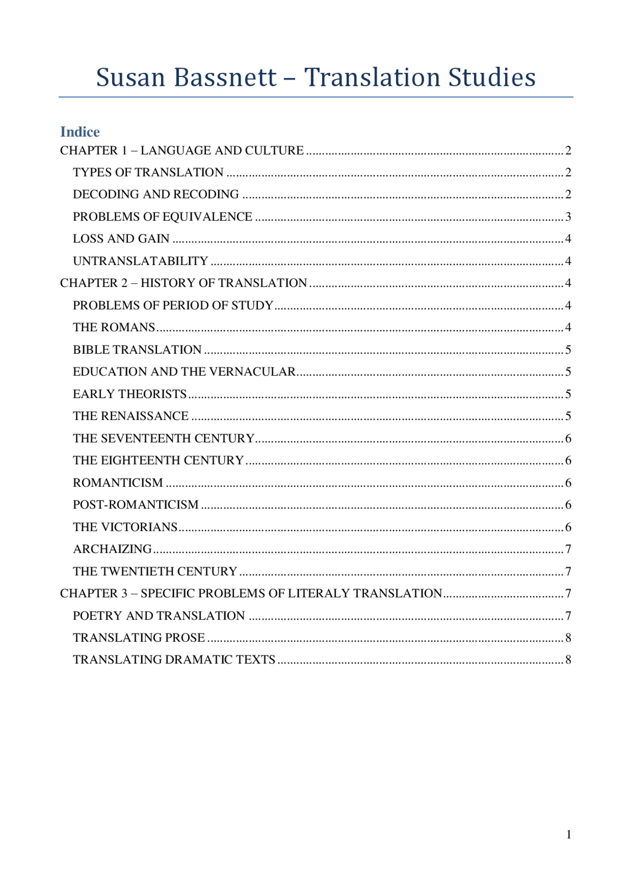 Susan Bassnett, Translation studies - Docsity